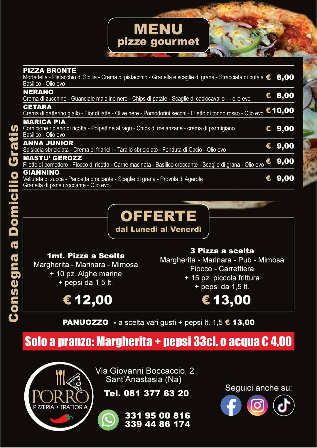 Menu da TRATTORIA E PIZZERIA PORRO, Sant'Anastasia