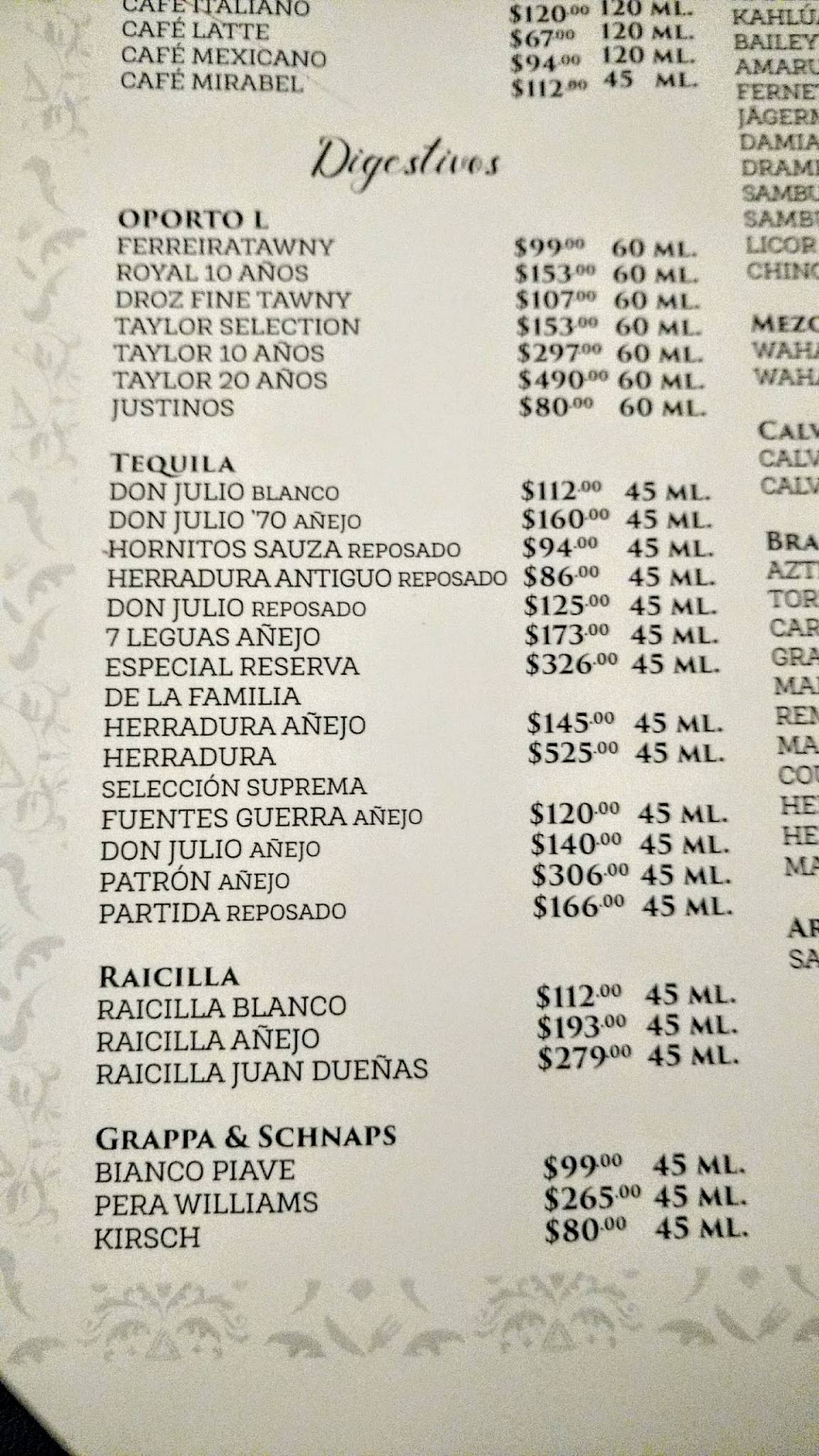 Menu at TRIO RESTAURANT, Puerto Vallarta