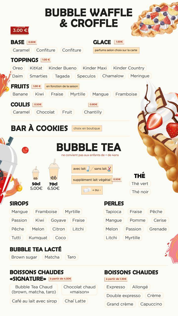 Menu au TY BUBBLE restaurant, Quimper