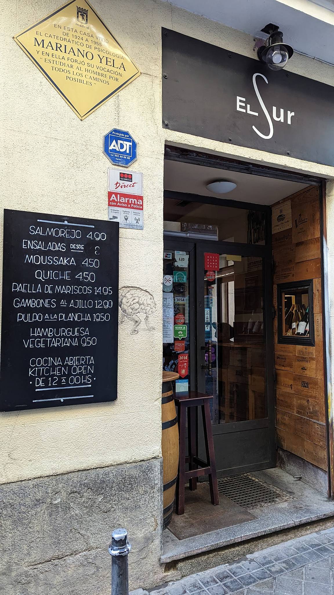 Menu at Taberna El Sur pub & bar, Madrid