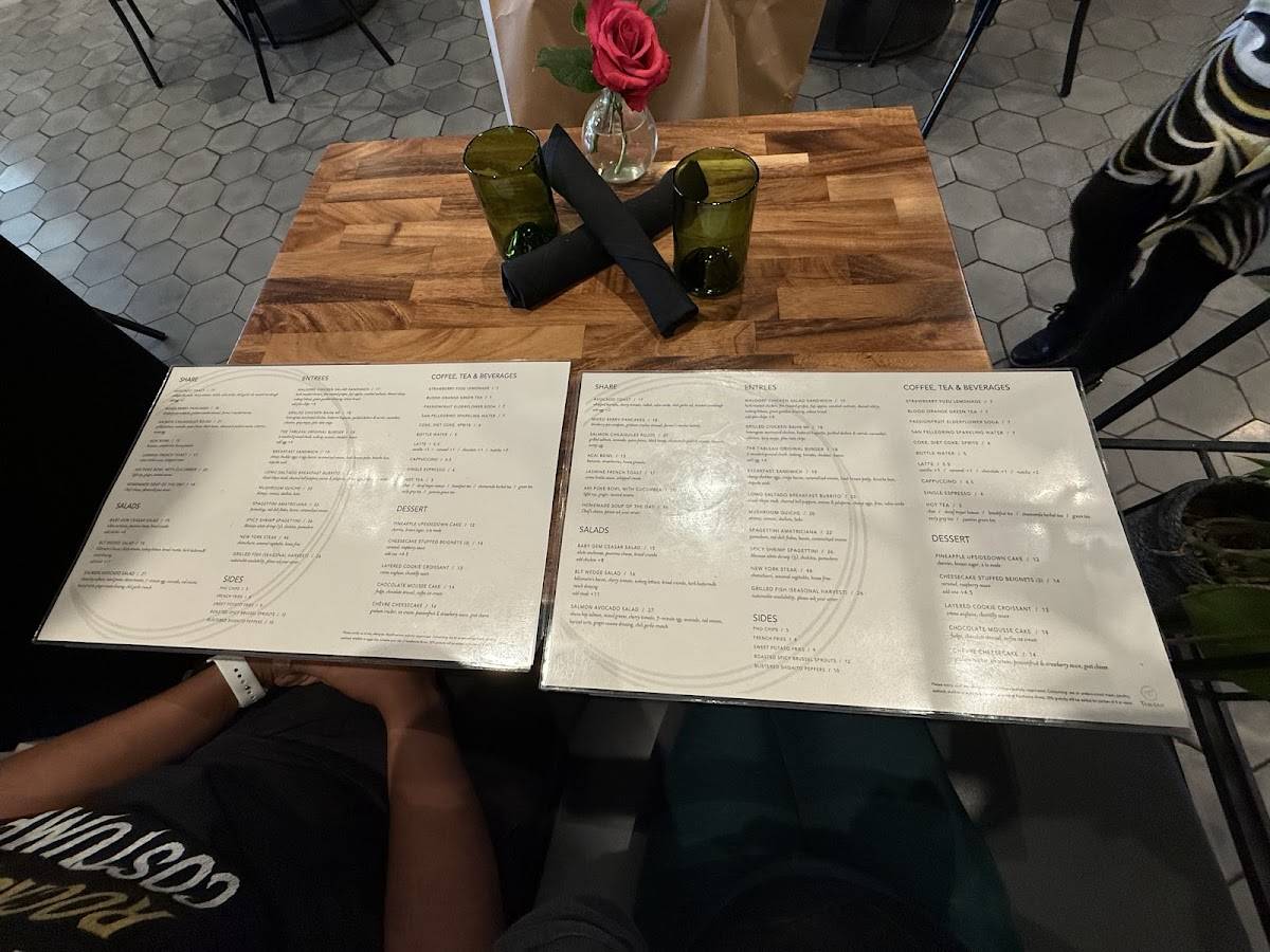 Menu at Tableau Kitchen and Bar, Costa Mesa