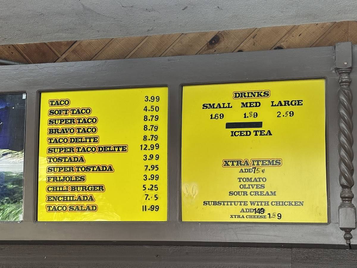 Menu at Taco Bravo fast food, Campbell, S Bascom Ave