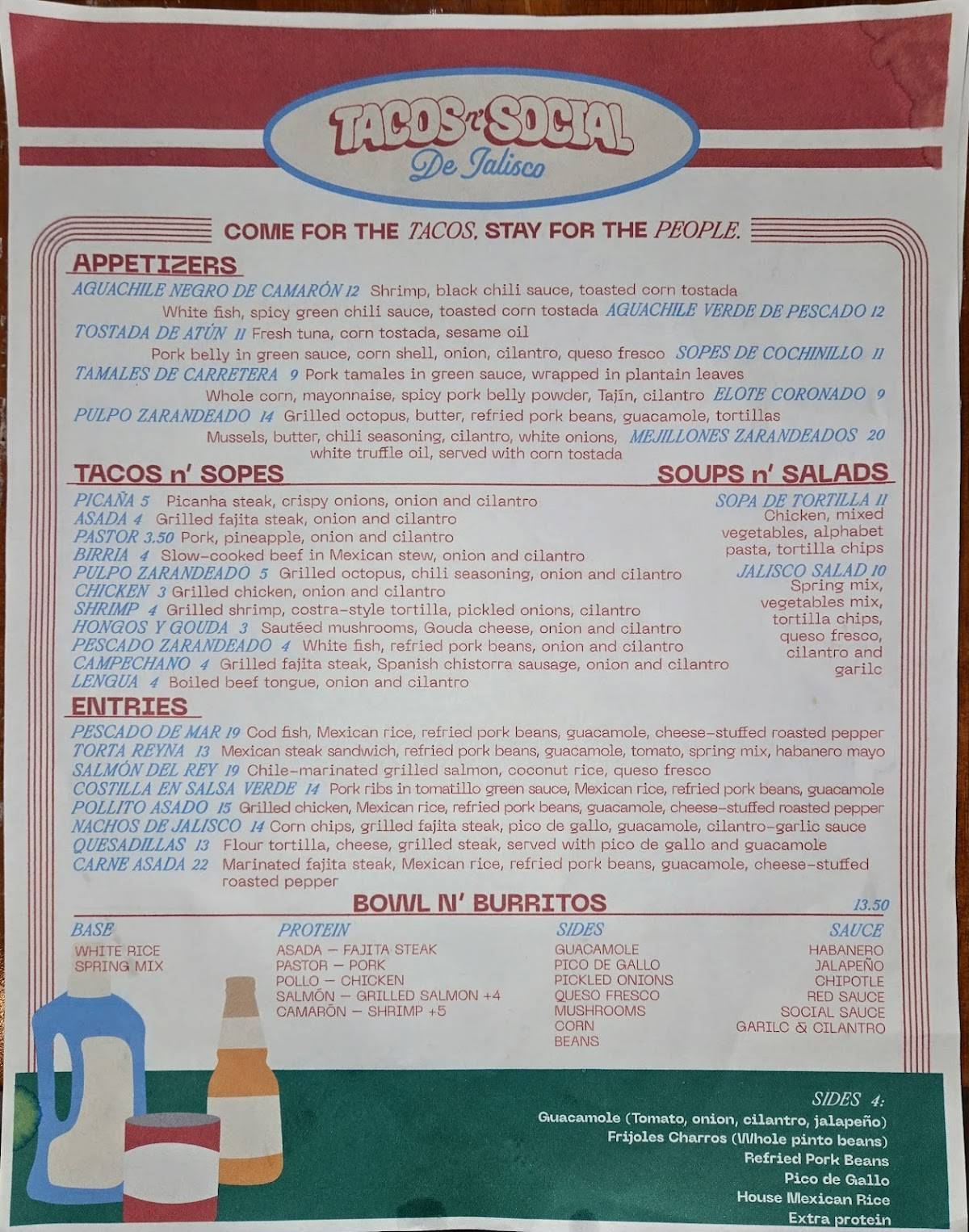 Menu at Tacos N Social De Jalisco restaurant, Winder