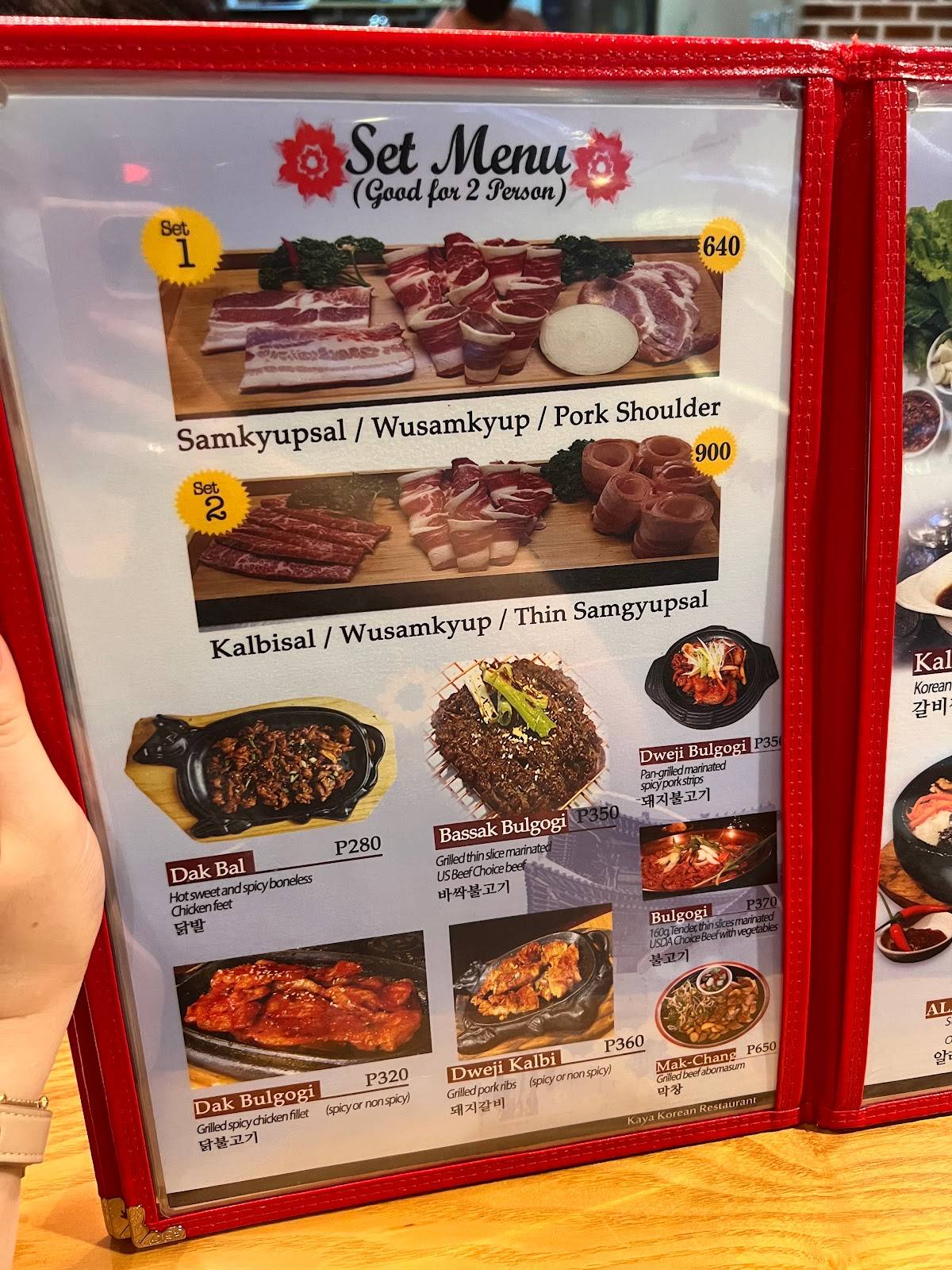 Menu at Kaya Korean Restaurant- Bonifacio Stopover, Taguig