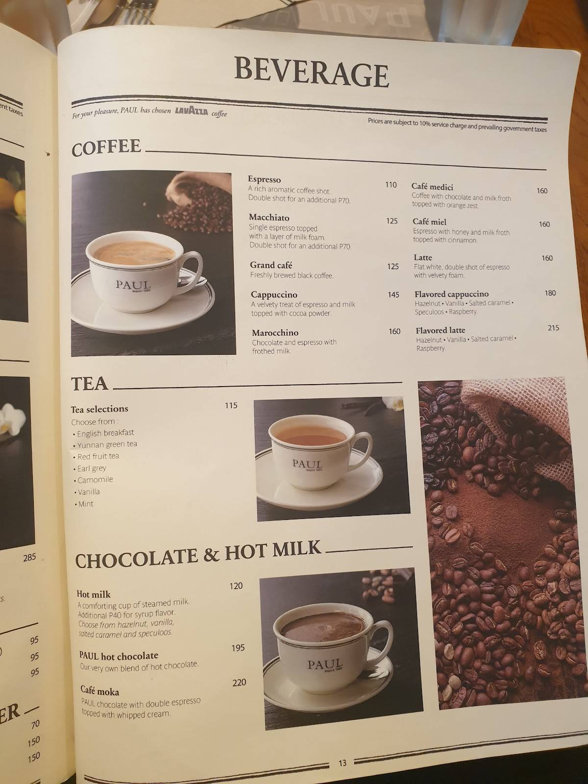 Menu at PAUL Boulangerie et Patisserie cafe, Taguig, G/F Bench Tower