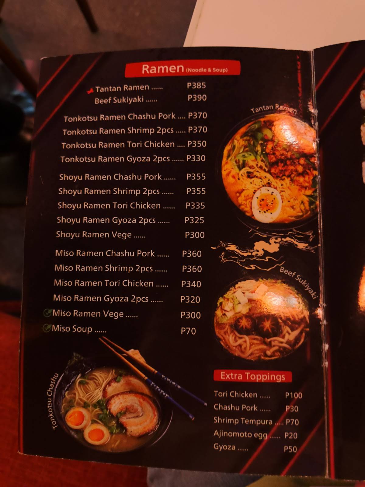 Menu at Yugi Japanese Restaurant, Taguig