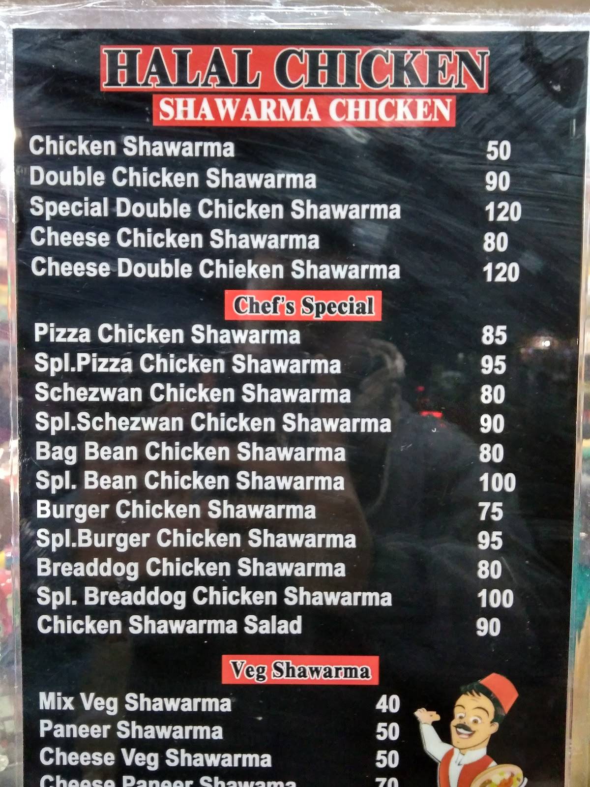 Menu at Take A Break, Sambalpur