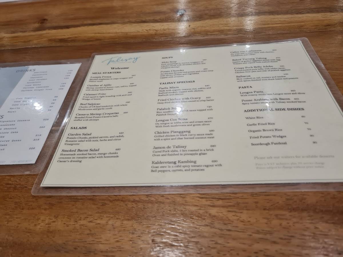 Menu at Talisay The Garden Cafe, Quezon City