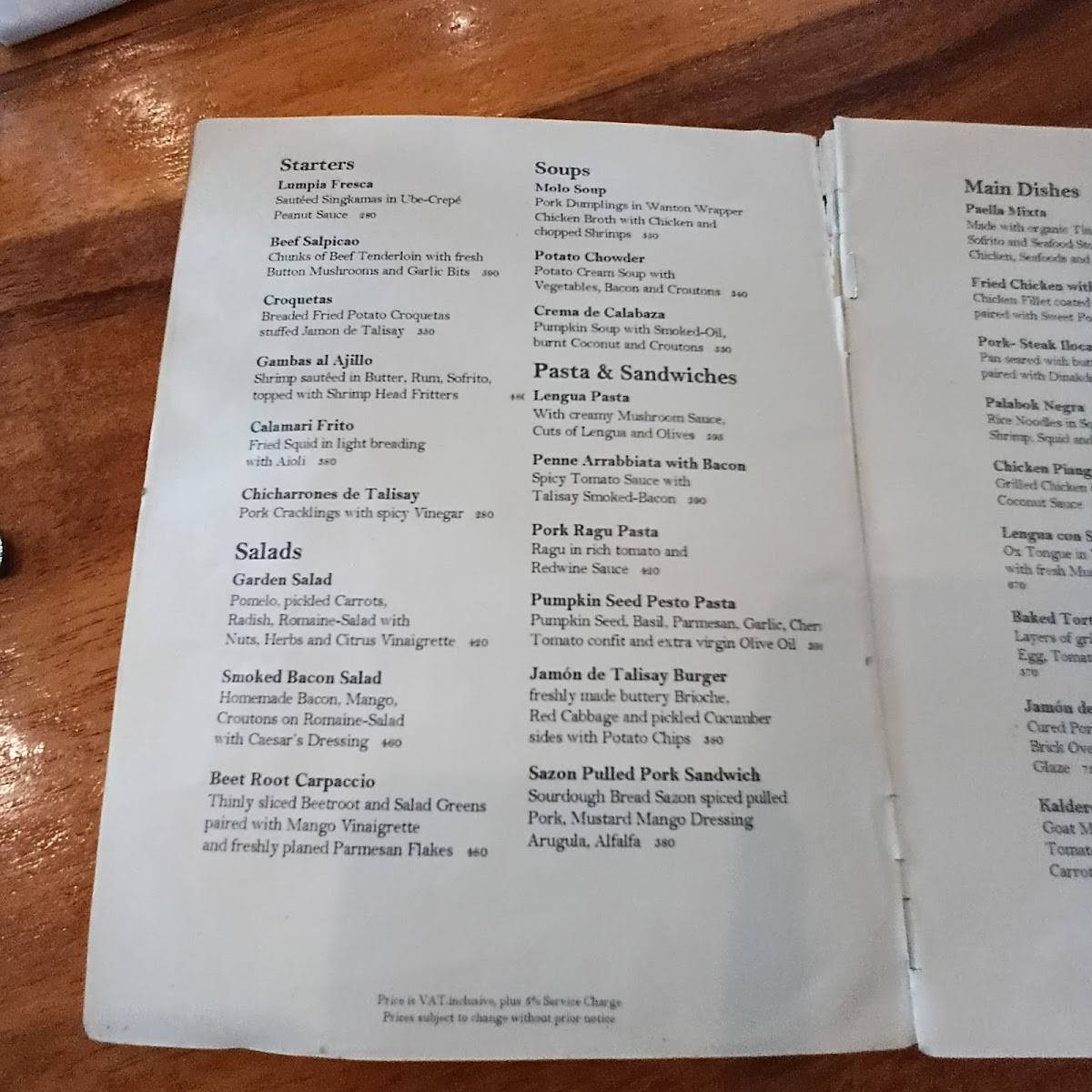 Menu at Talisay The Garden Cafe, Quezon City
