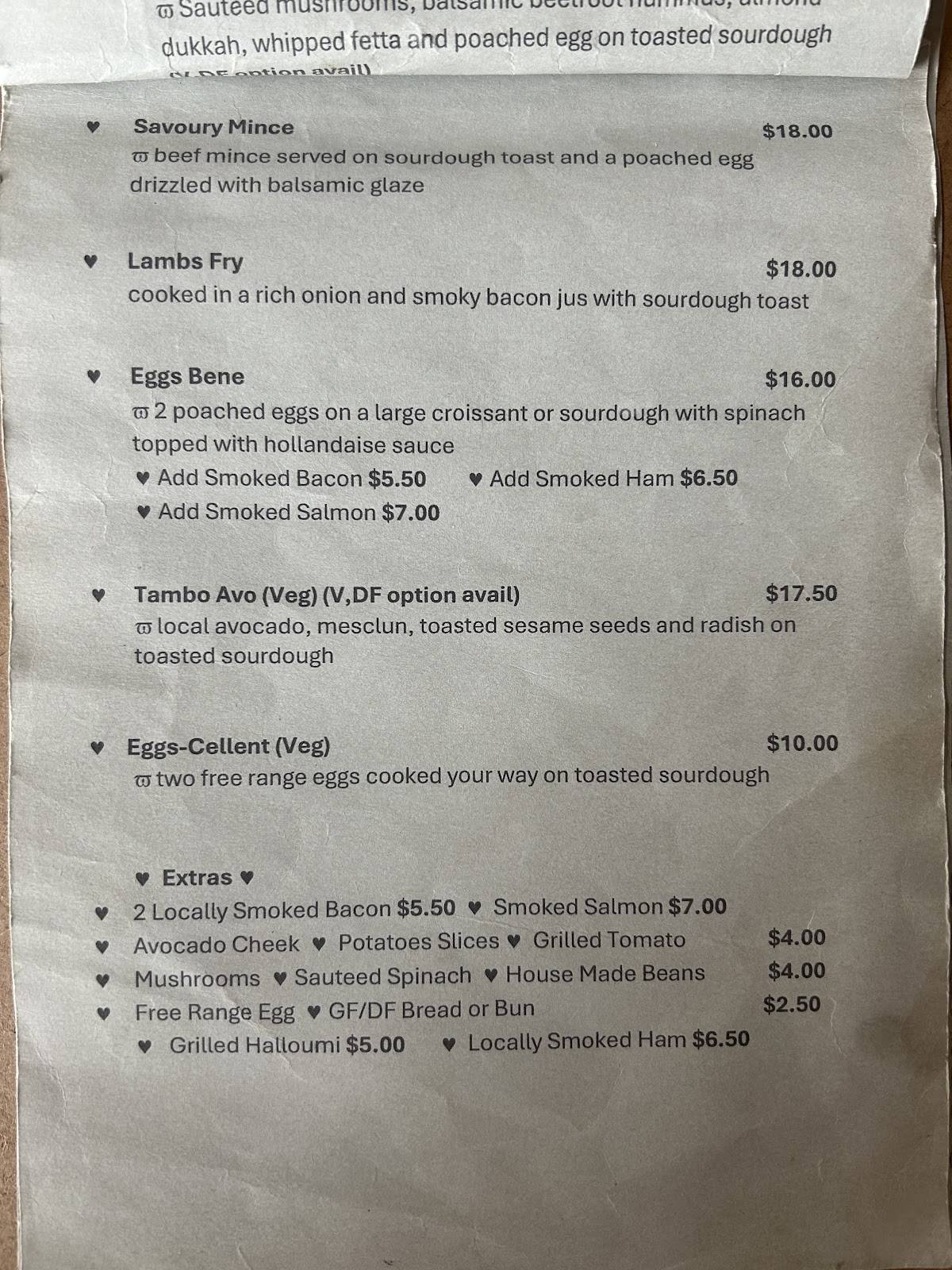 Menu at Wild Plum Kitchen cafe, Australia