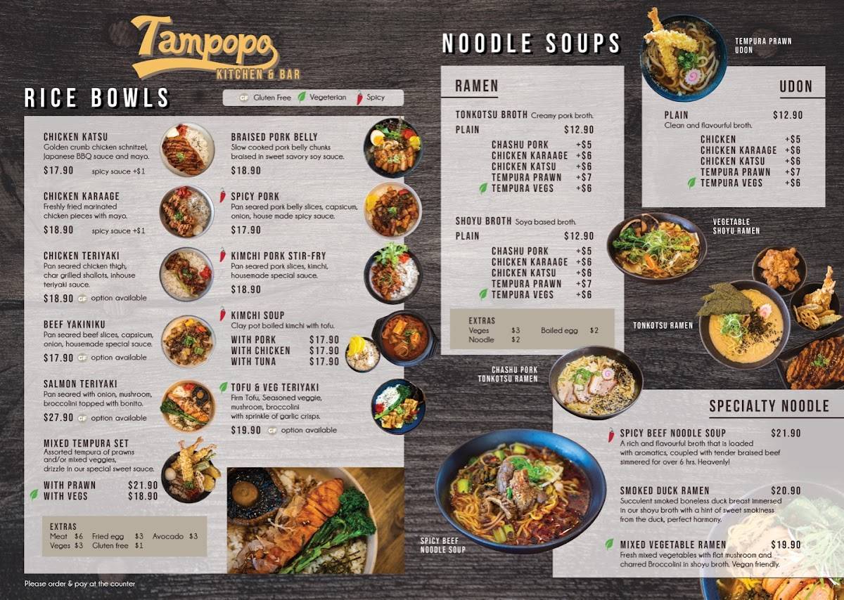 Menu at Tampopo Kitchen & Bar - Maroochydore, Maroochydore