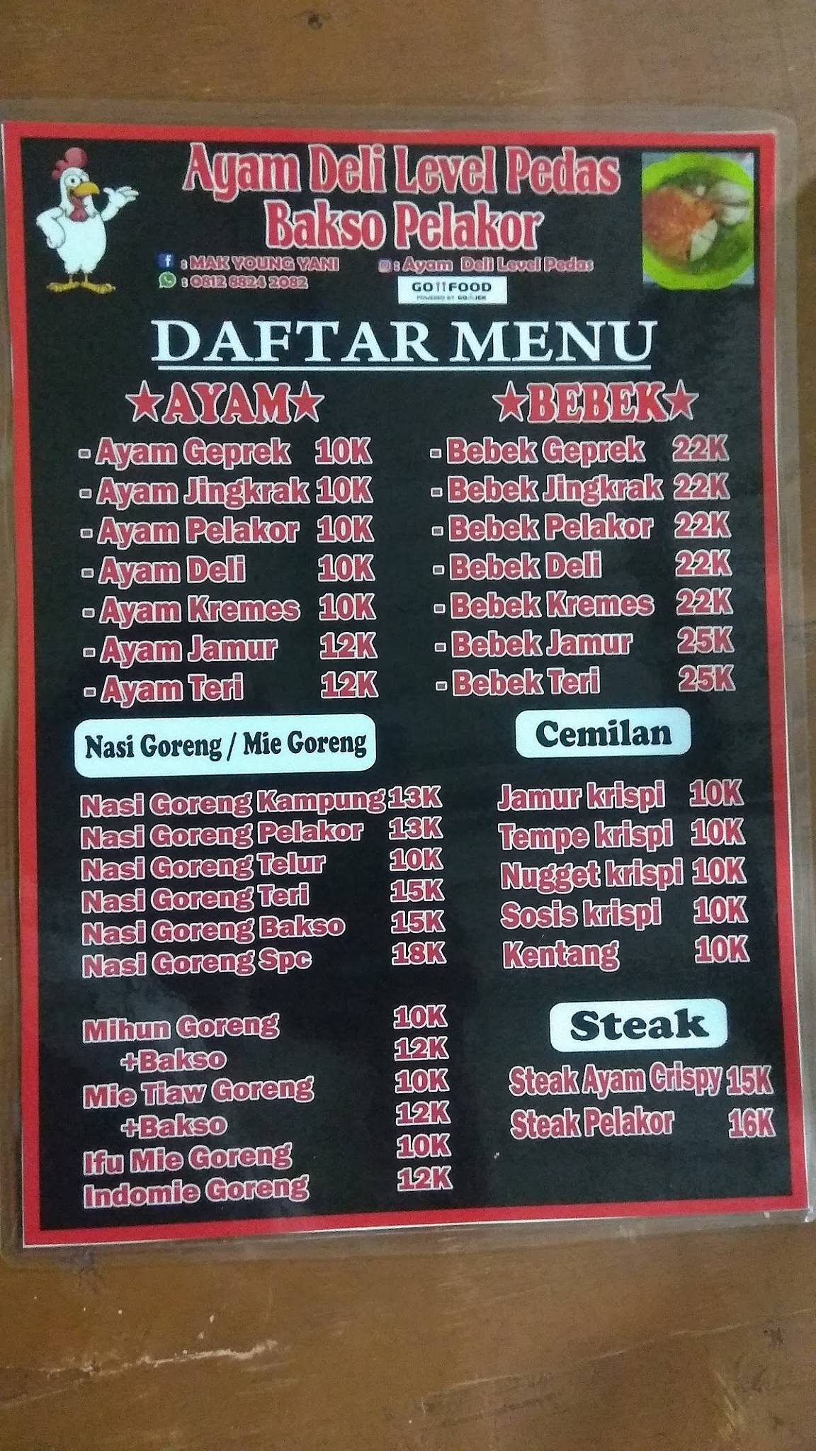 Menu at Ayam Deli Level Pedas cafe, Bandar Labuhan, Jl. Bandar Labuhan