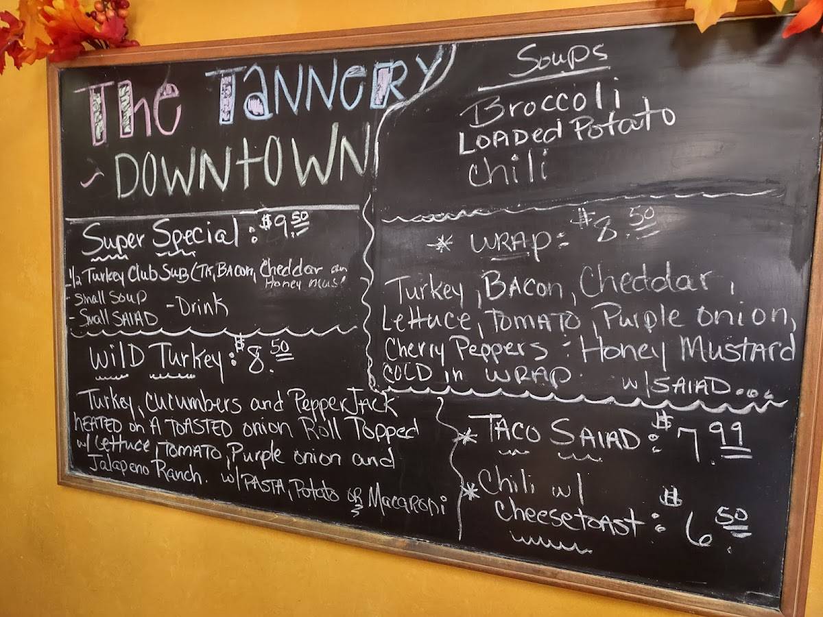 Menu at Tannery Downtown restaurant, Greeneville, 117 E Depot St #1