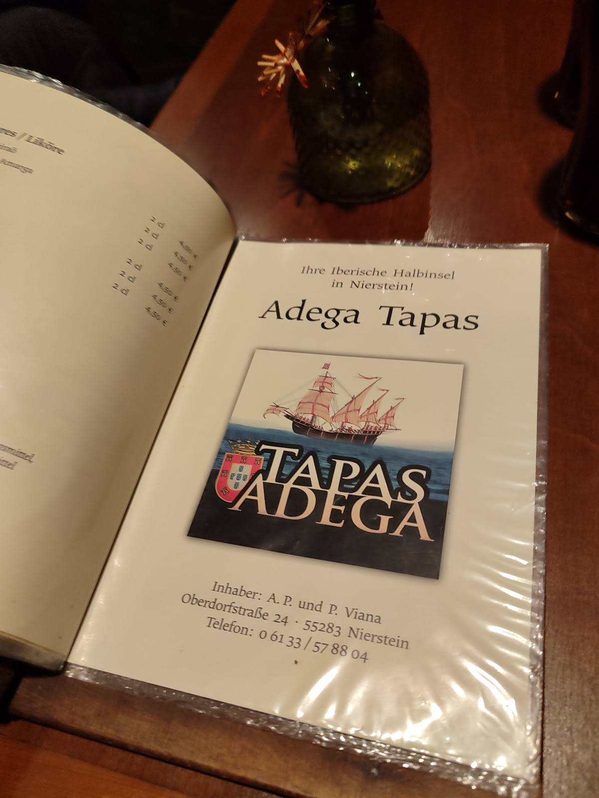 Menu at Tapas Adega restaurant, Nierstein