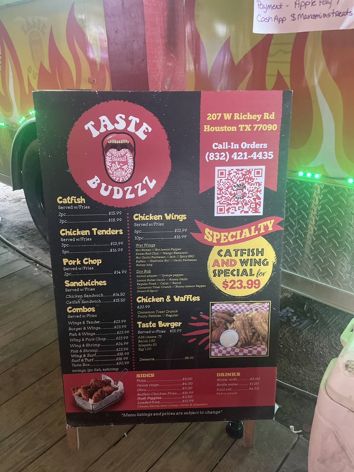 Menu at Taste Budzzz (Food Truck) restaurant, Houston