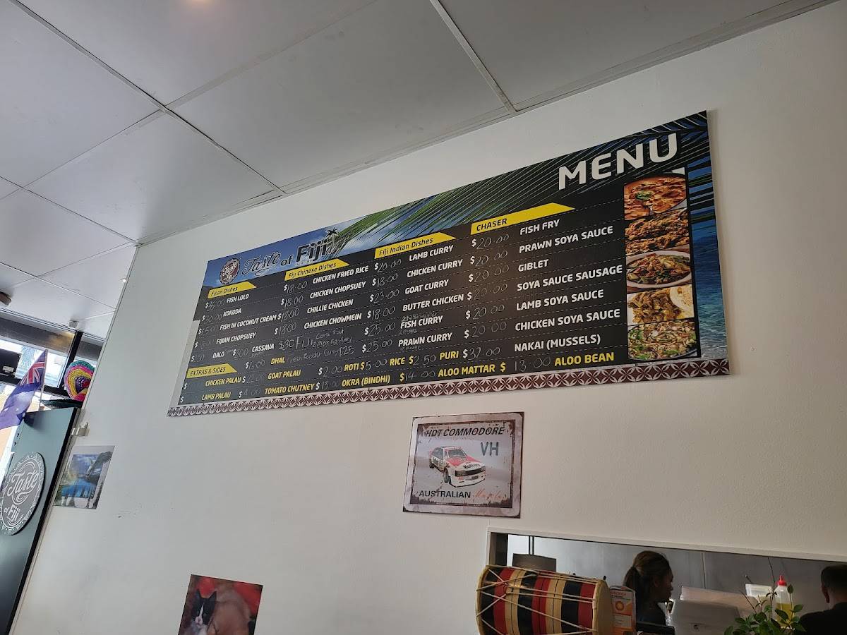 Menu at Taste of Fiji islands restaurant, Surfers Paradise