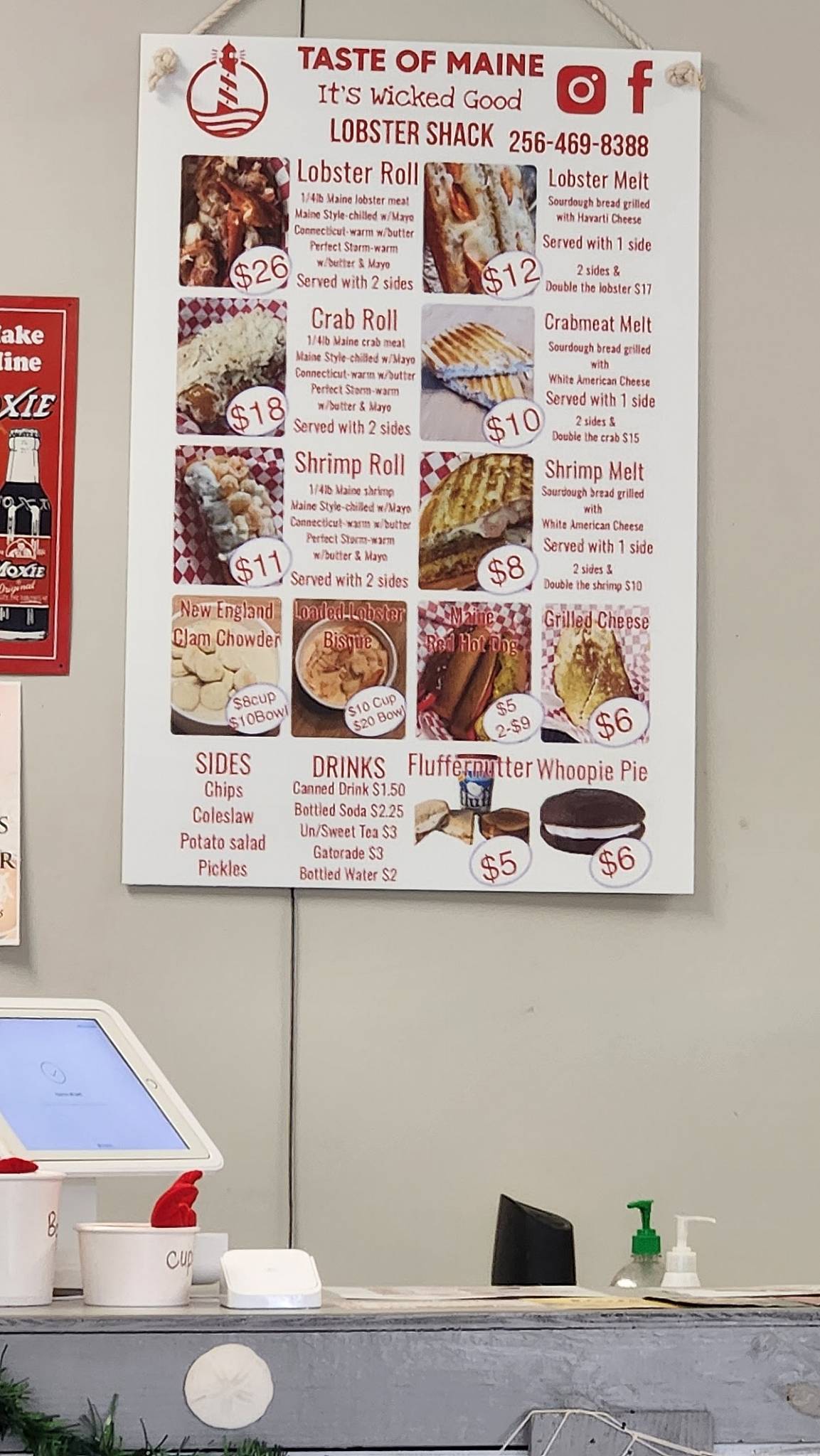 Menu at Taste of Maine restaurant, Rogersville
