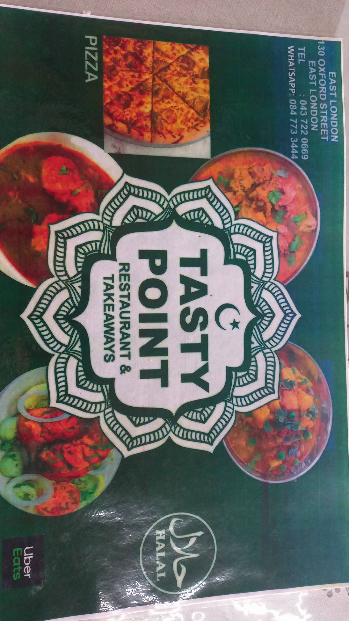 Menu at Tasty Point TOWN restaurant, East London, next to checkers