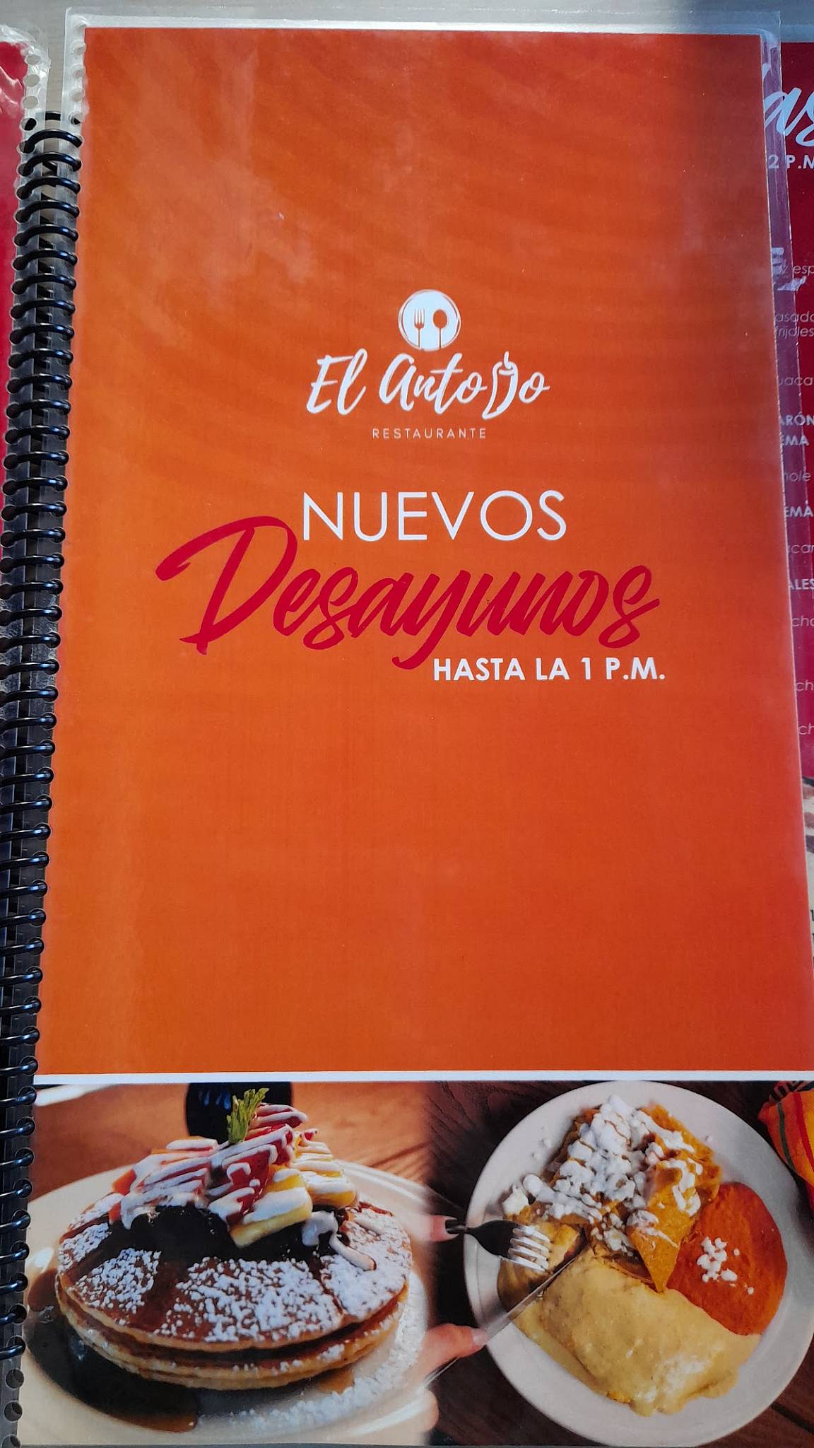 Carta del restaurante El Antojo, Tecate