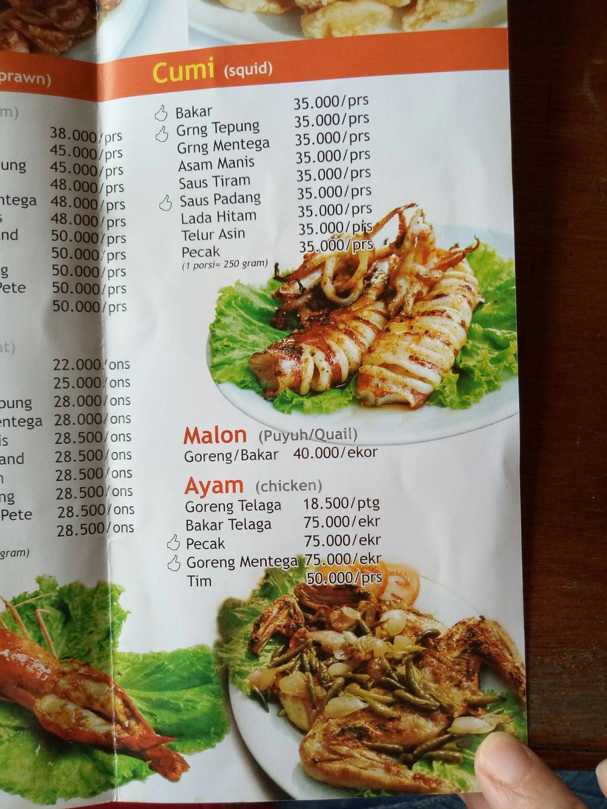 Menu at Telaga Seafood Modernland restaurant, Tangerang, Jl. Pulau ...