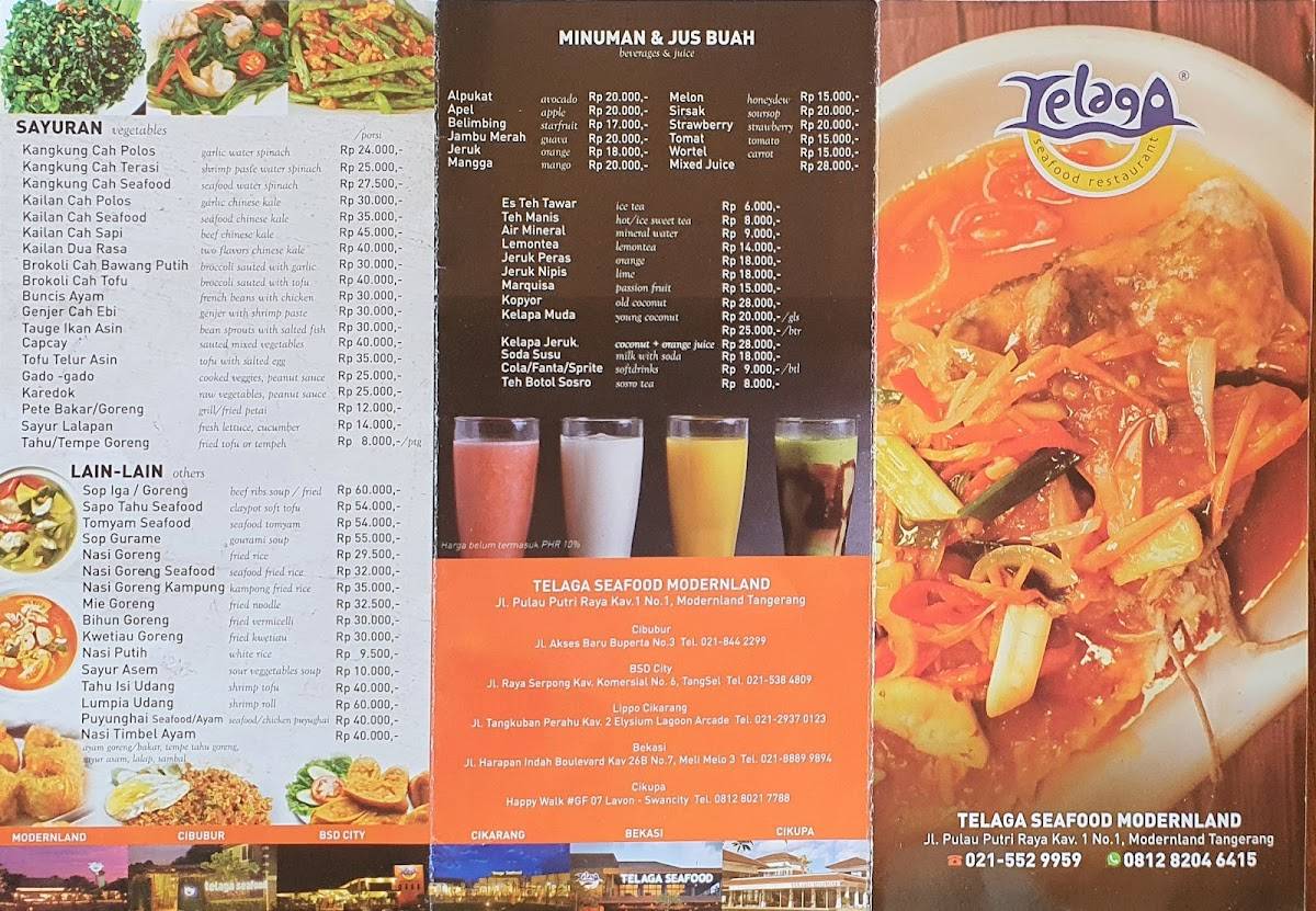 Menu at Telaga Seafood Modernland restaurant, Tangerang, Jl. Pulau ...