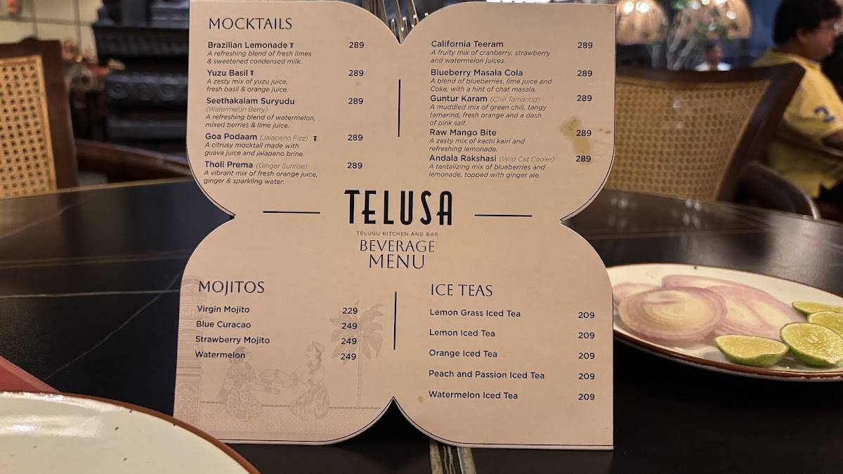 Menu at Telusa Telugu Kitchen and Bar, Hyderabad