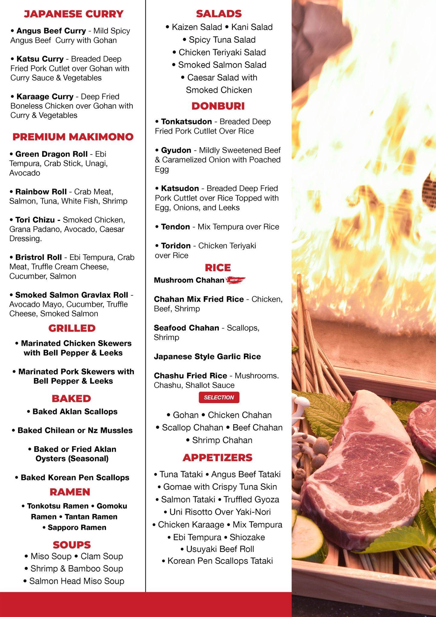 Menu at Teppanya restaurant, Quezon City