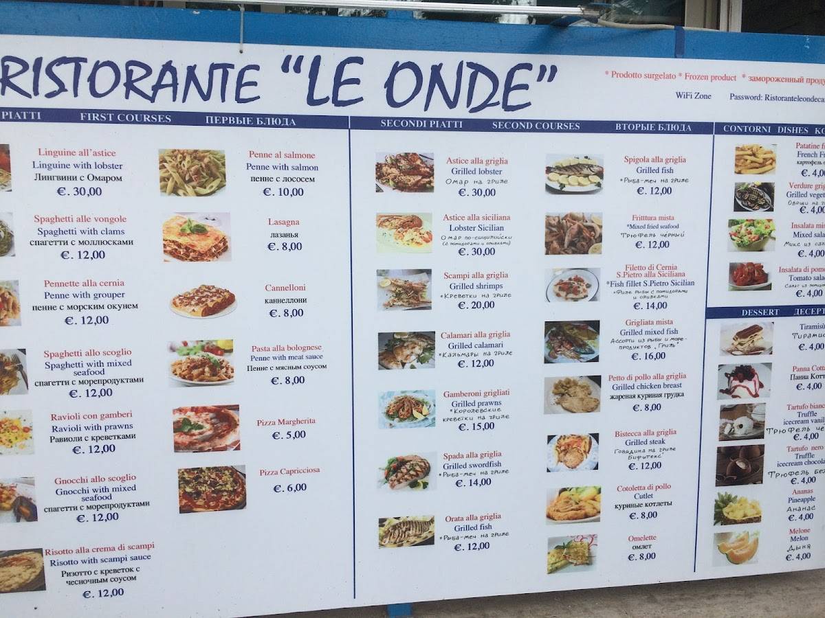 Menu da Ristorante Le Onde, Terracina