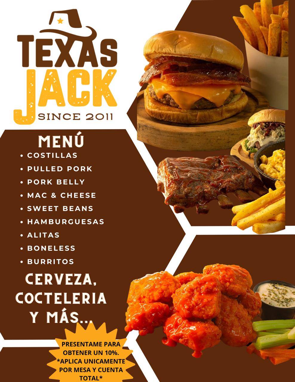 Carta del restaurante Texas Jack, Ciudad del México, Barranca del ...