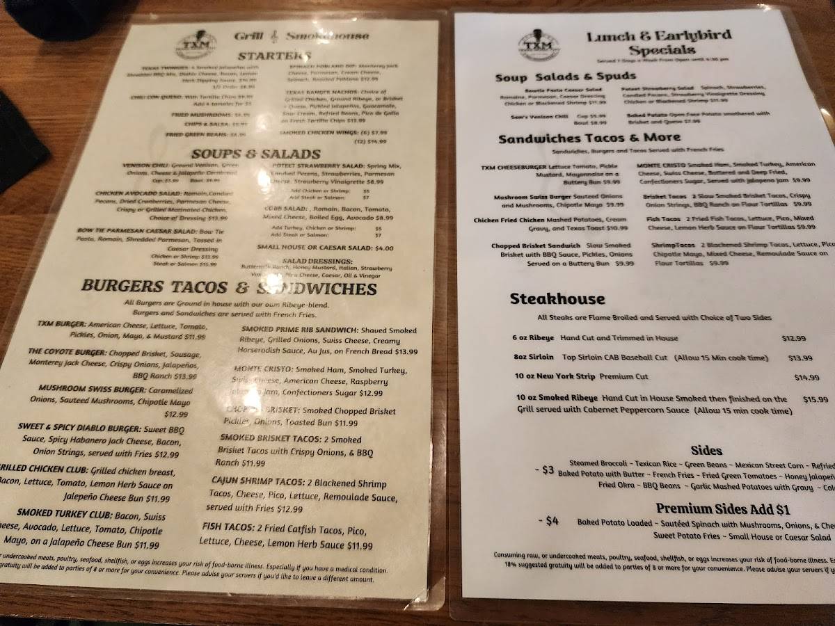 Menu at Texas Music City Grill & Smokehouse Tyler BBQ, Tyler, Old ...