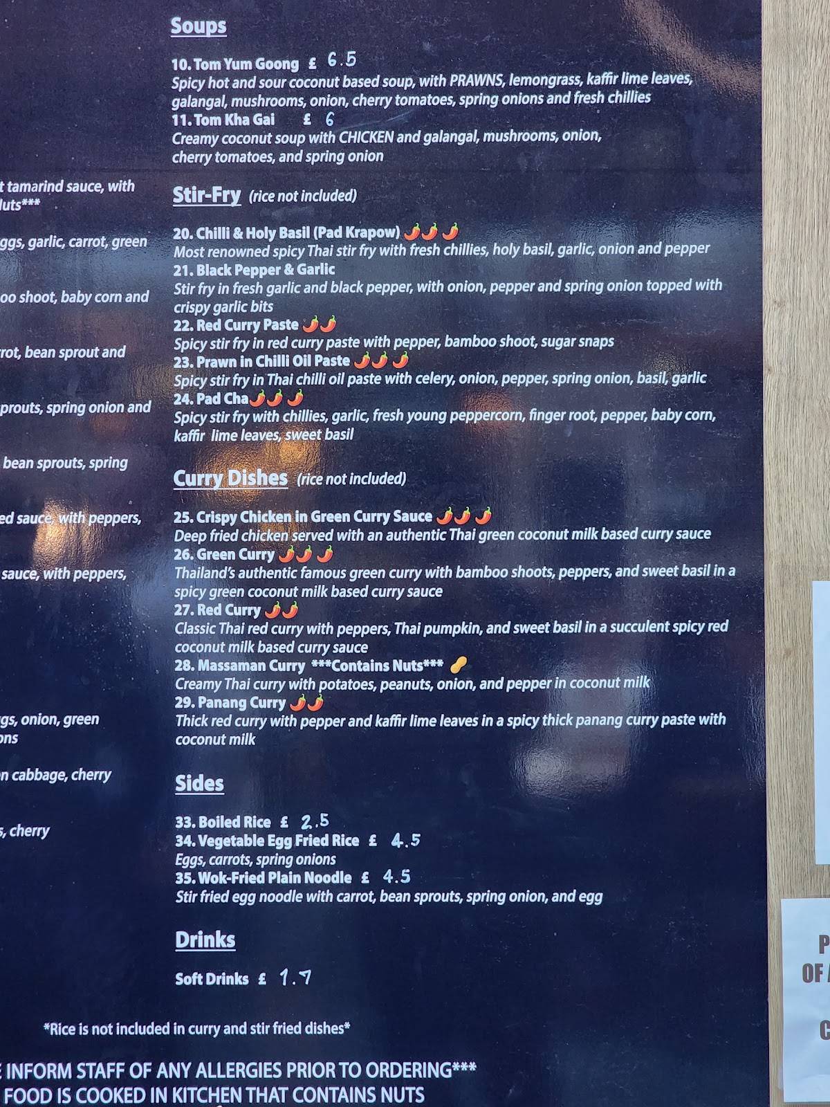 Menu at Thai By Thai and Poon Poon restaurant, Chester