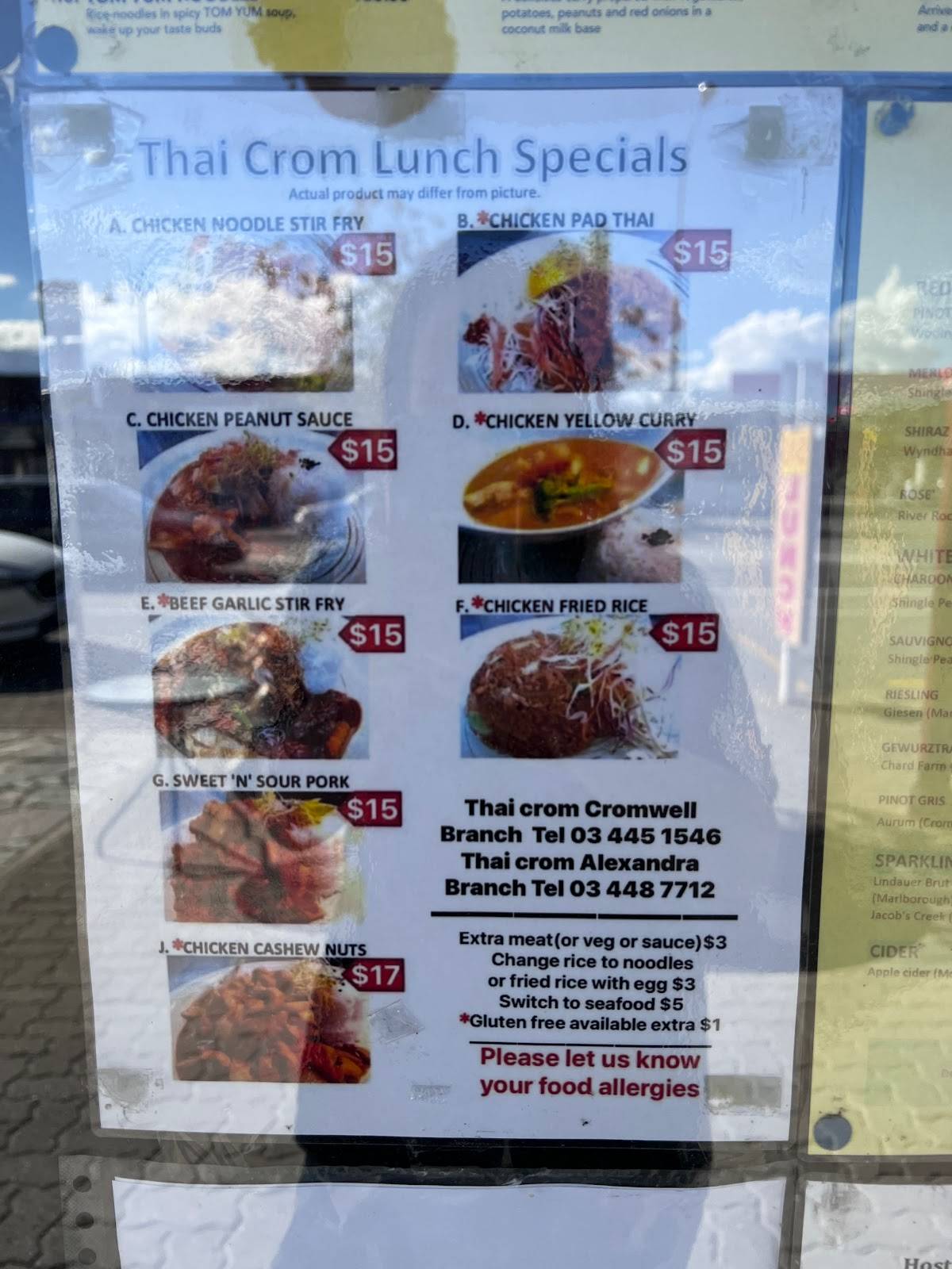 Menu at Thai Crom restaurant, Alexandra