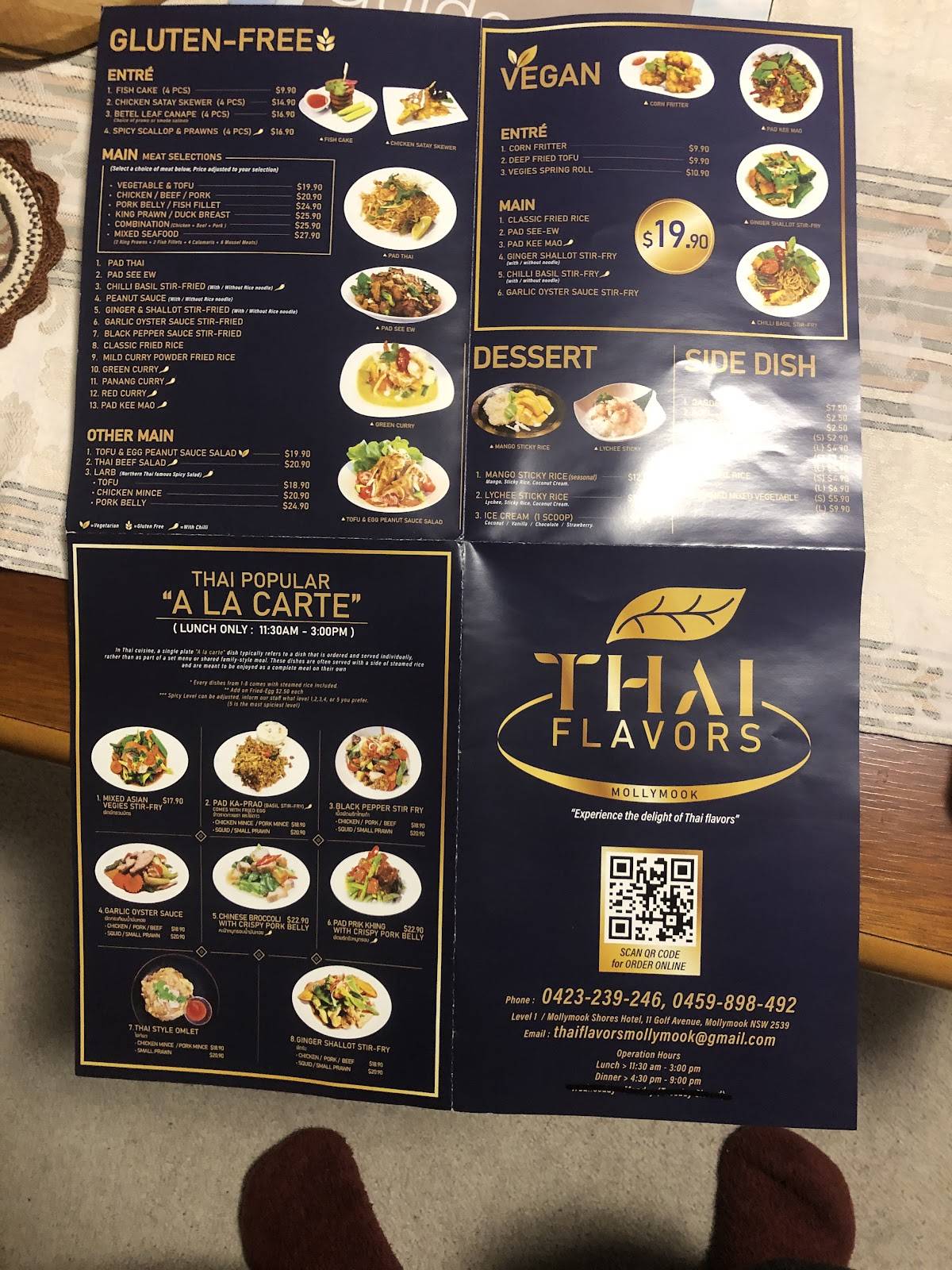 Menu at Thai Flavors Restaurant Mollymook, Mollymook