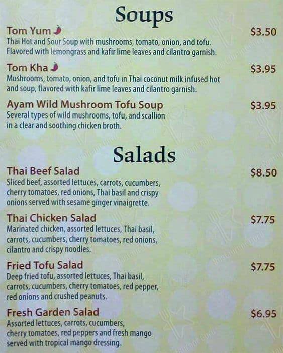 Menu at ThaiFoon Pittsburgh restaurant, Pittsburgh, Settlers Ridge ...
