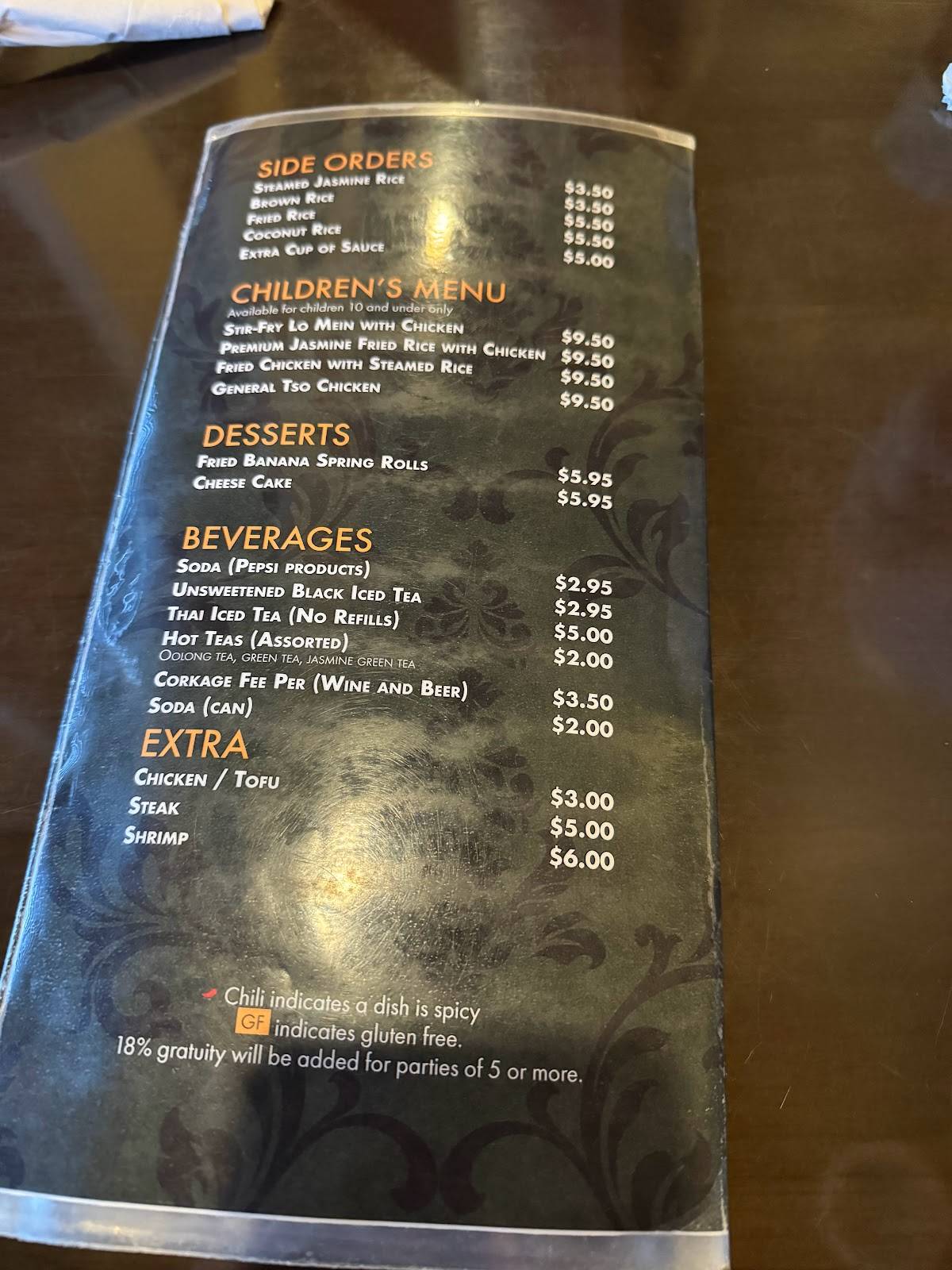 Menu at ThaiFoon Pittsburgh restaurant, Pittsburgh, Settlers Ridge ...