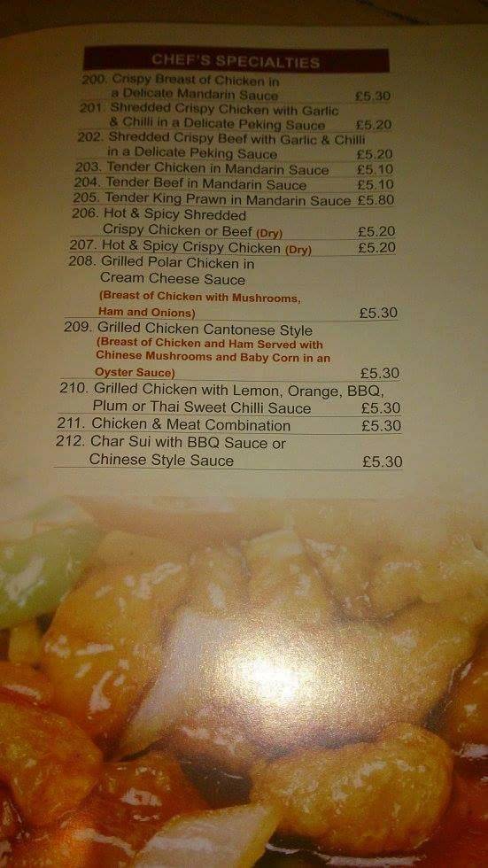 Menu at Thailand Express fast food, Bishopton