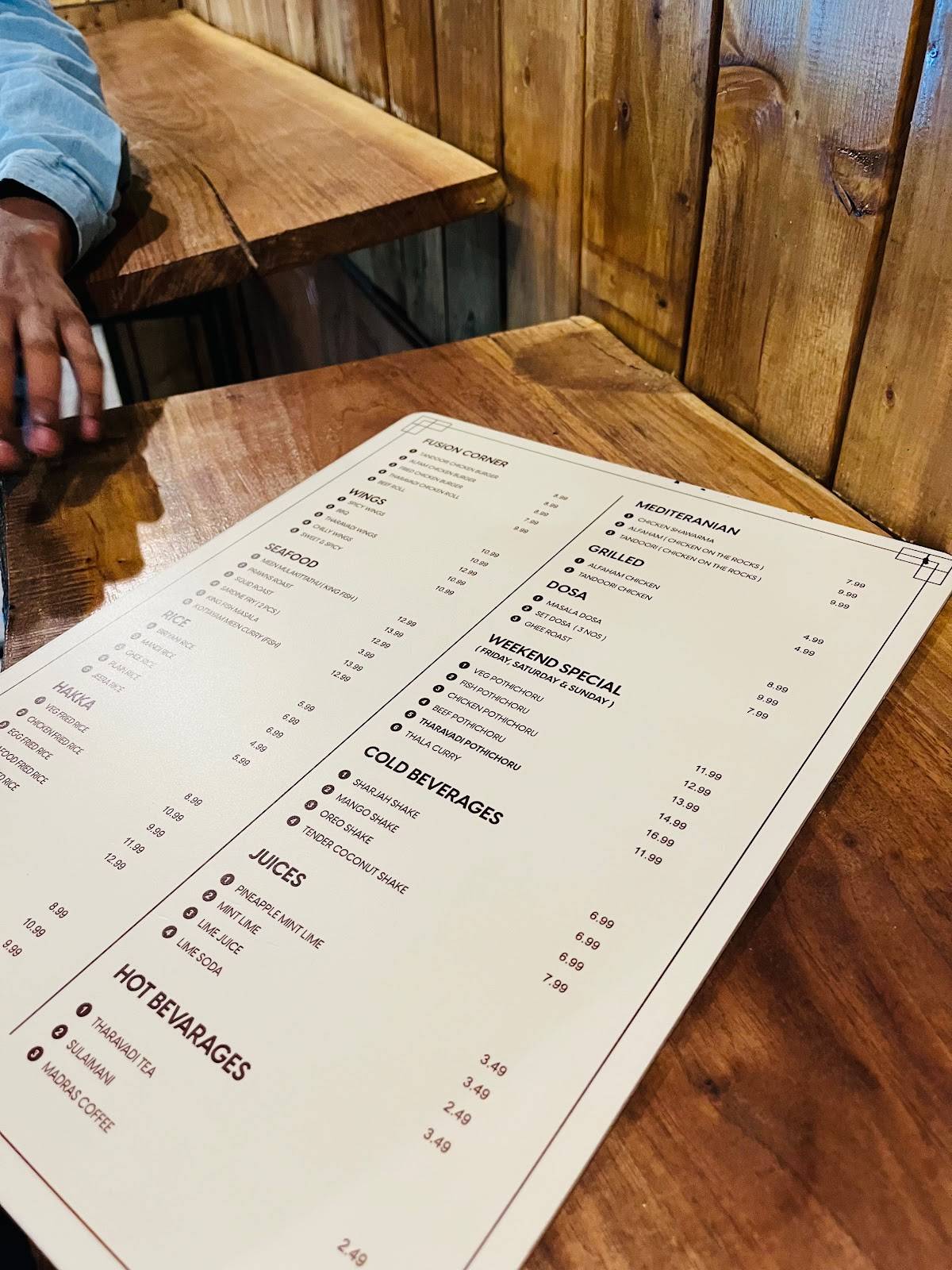 Carta del restaurante Tharavadu Home Of Kerala Cuisine, Toronto