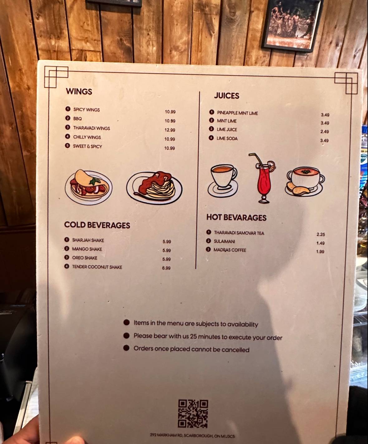 Carta del restaurante Tharavadu Home Of Kerala Cuisine, Toronto