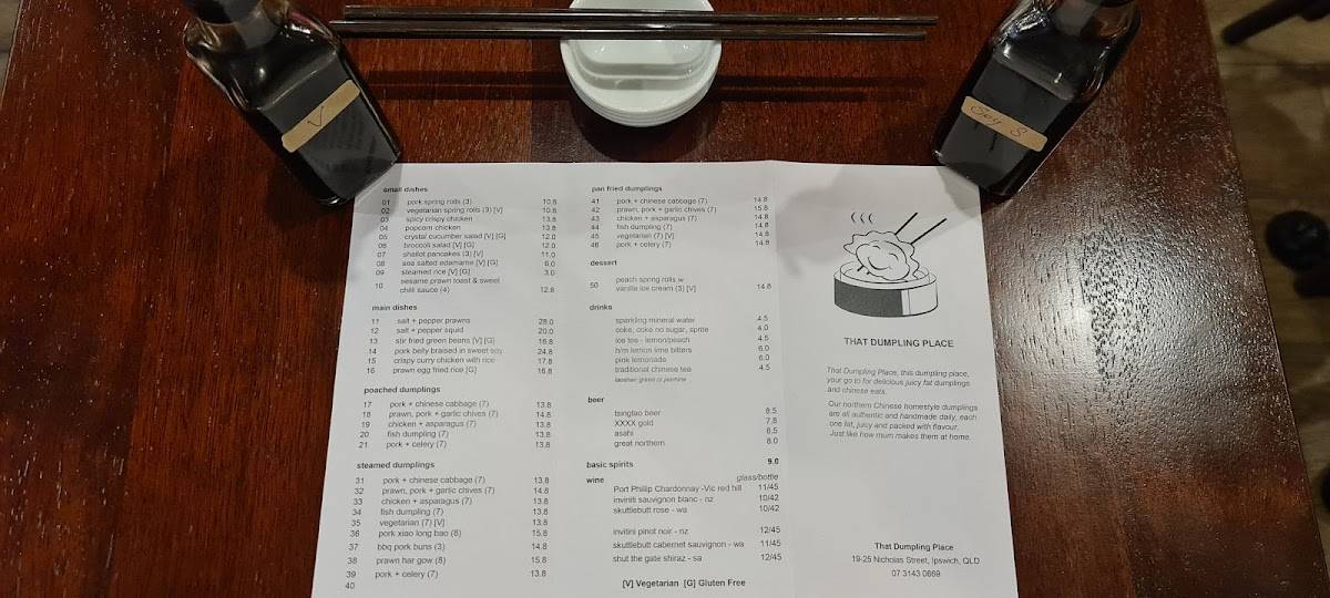 Menu at That Dumpling Place restaurant, Ipswich
