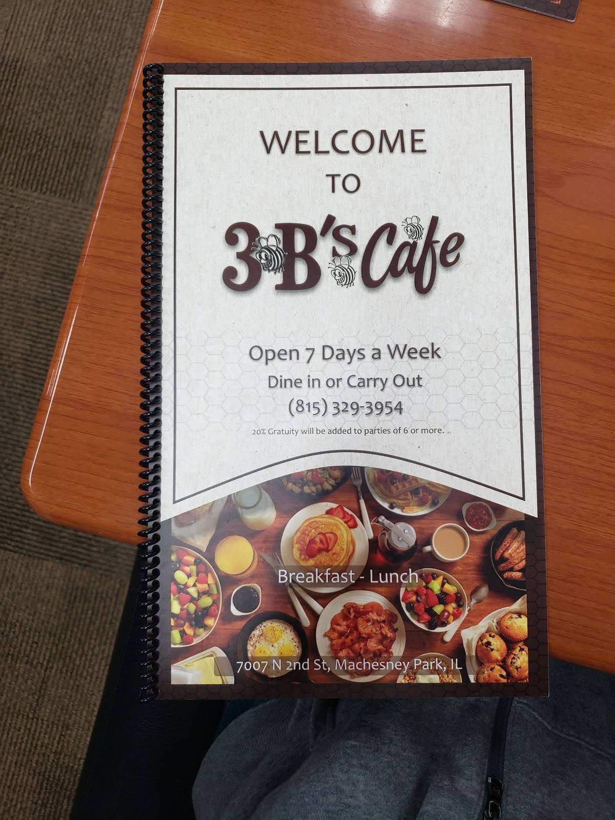 Menu at The 3 B's Cafe, Machesney Park, N 2nd St