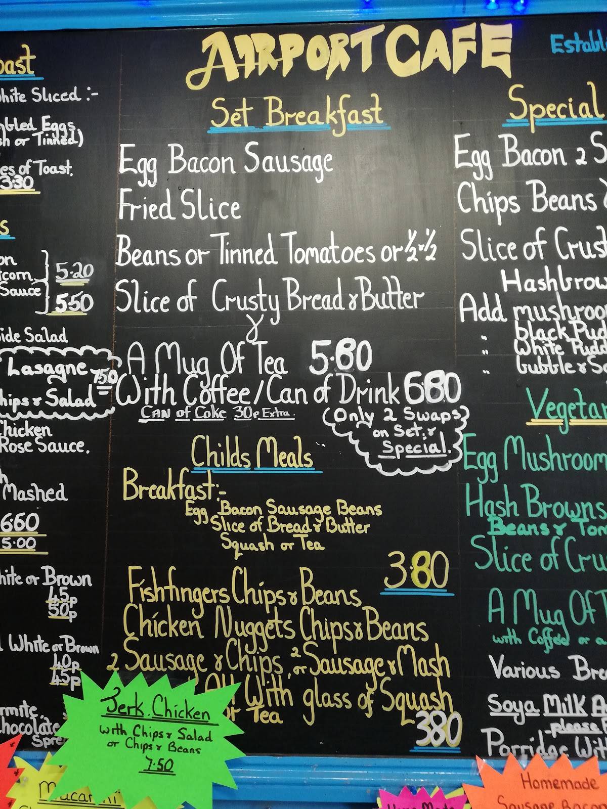 Menu at The Airport Cafe, Aldington, Main Road