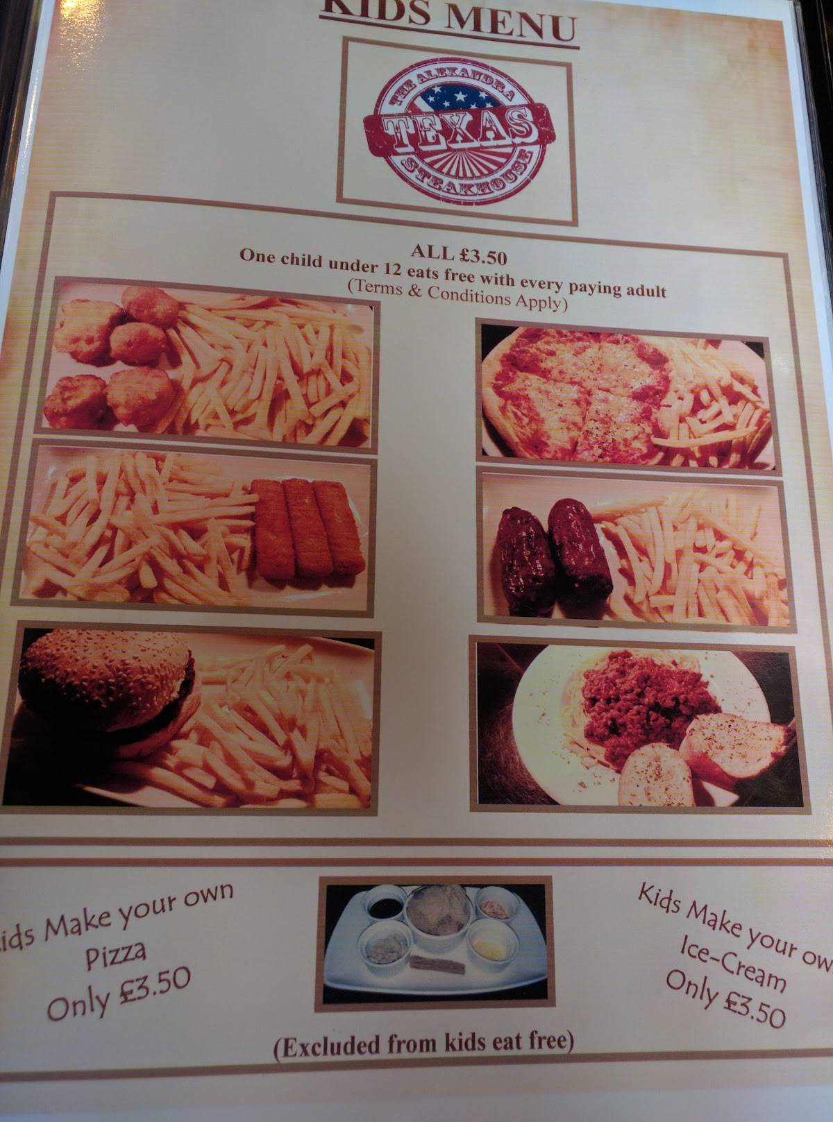 Menu at The Alexandra Steakhouse, Sunderland