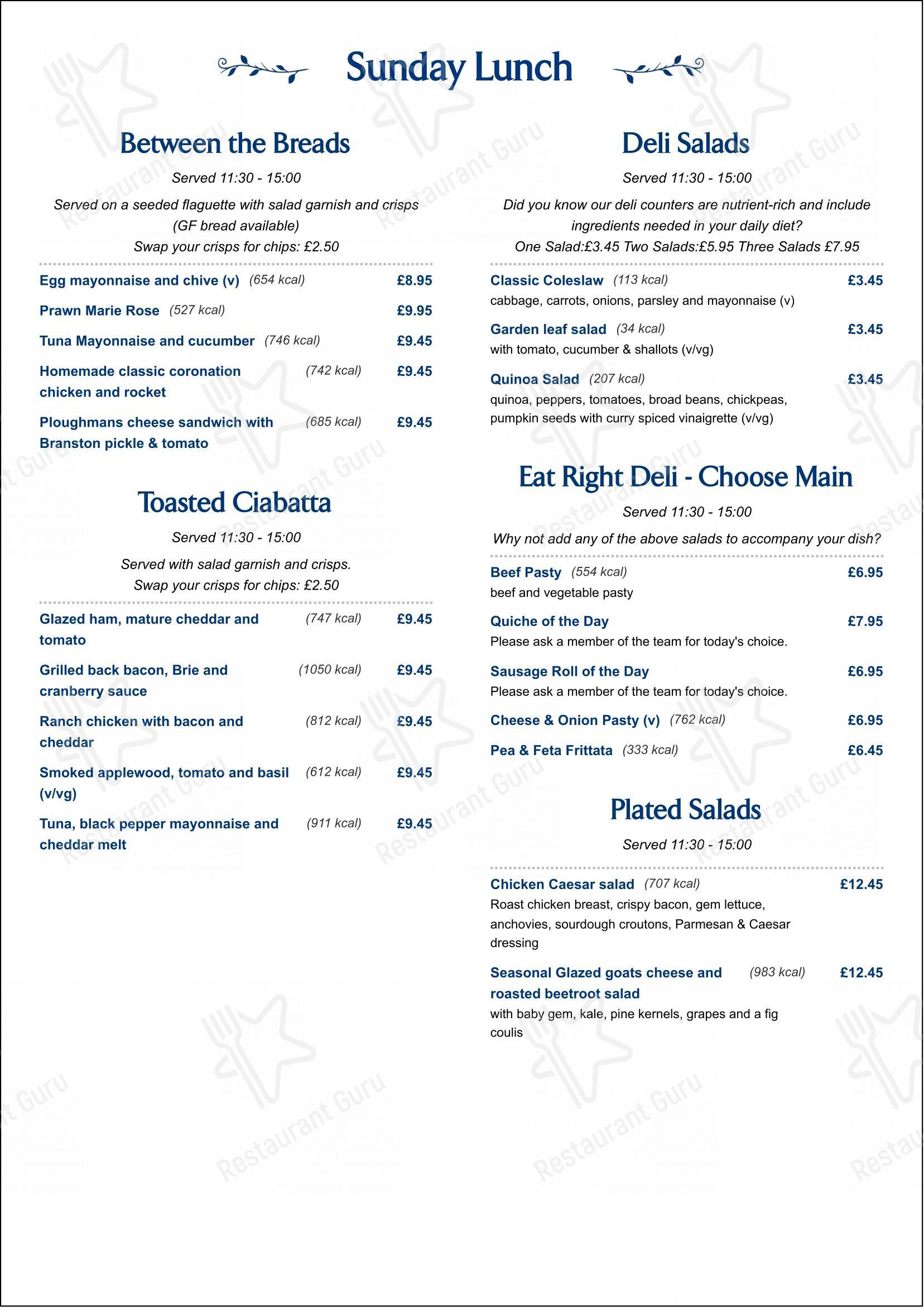 Menu at The Apple Barn Restaurant, Evesham