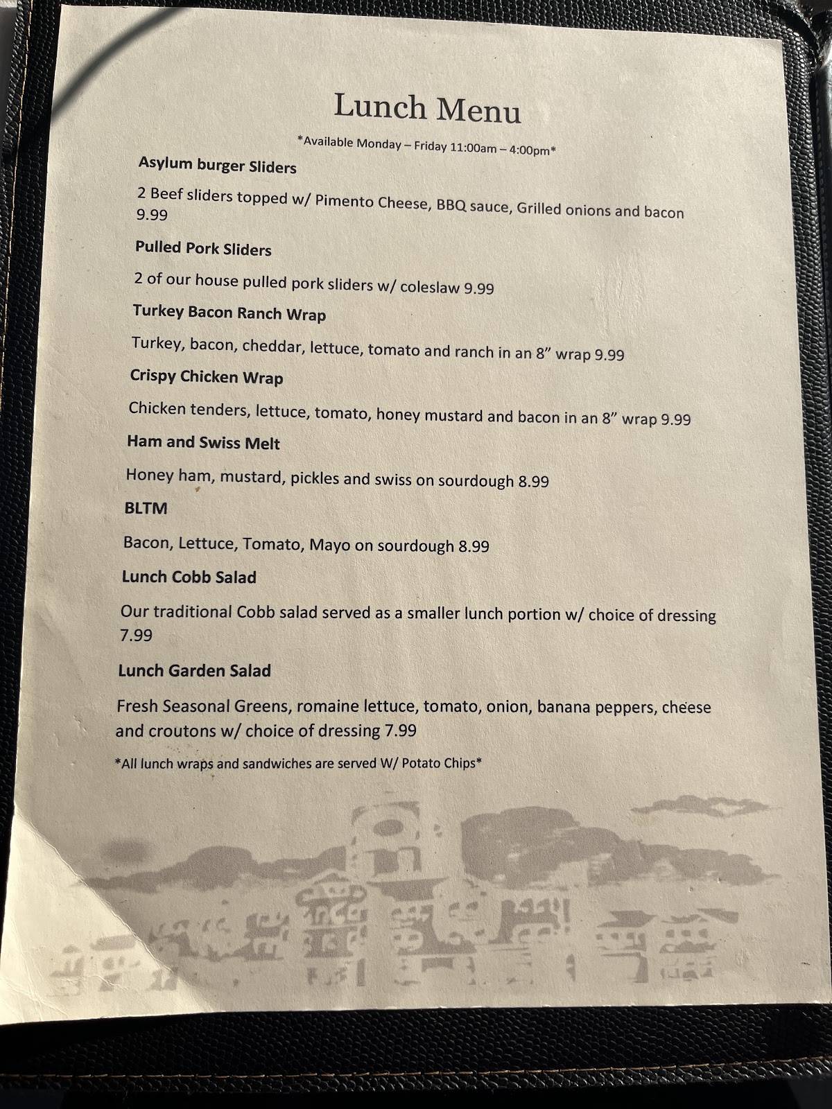 Menu at The Asylum pub & bar, Lewisburg