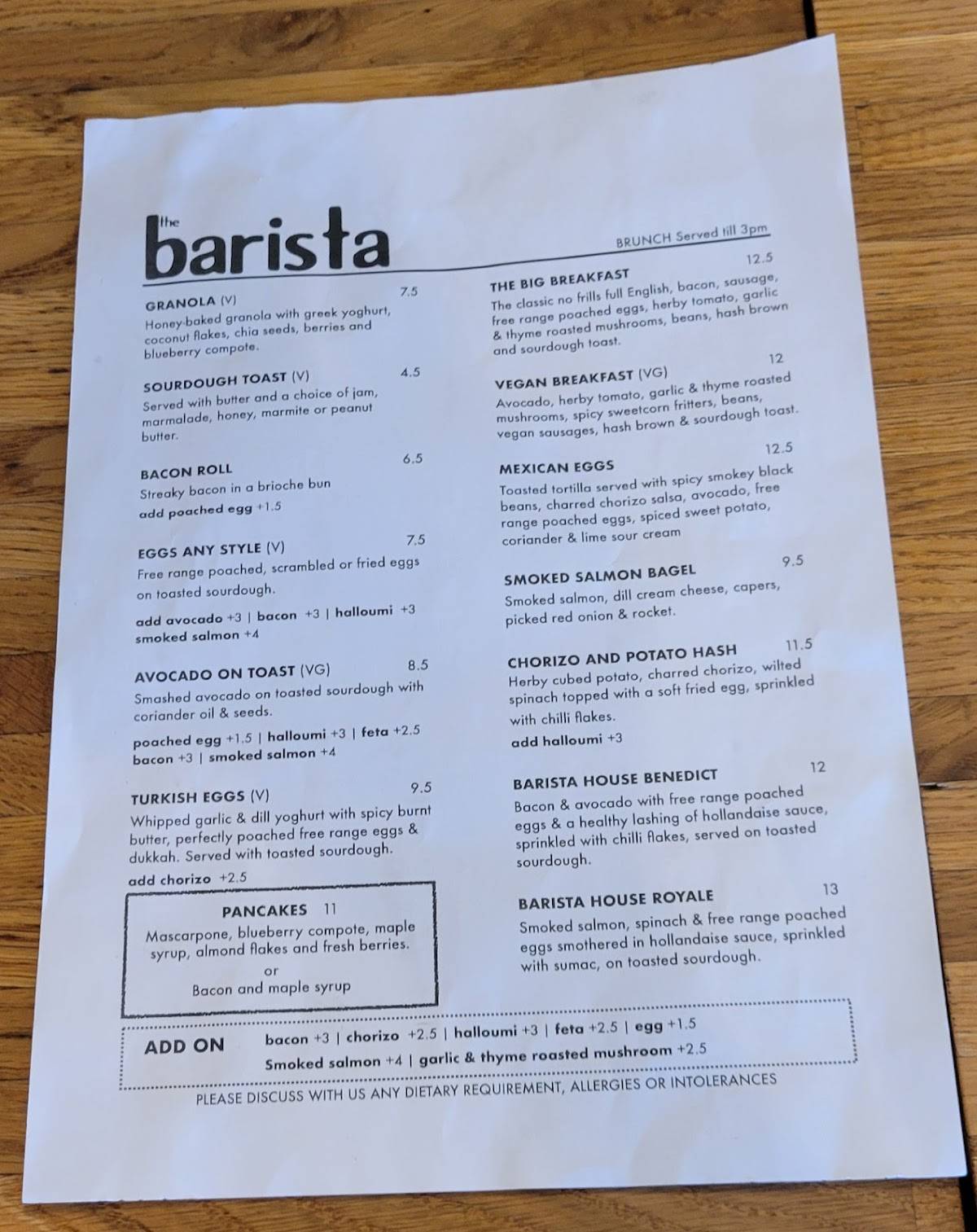 Menu at The Barista Coffee & Kitchen, Hull