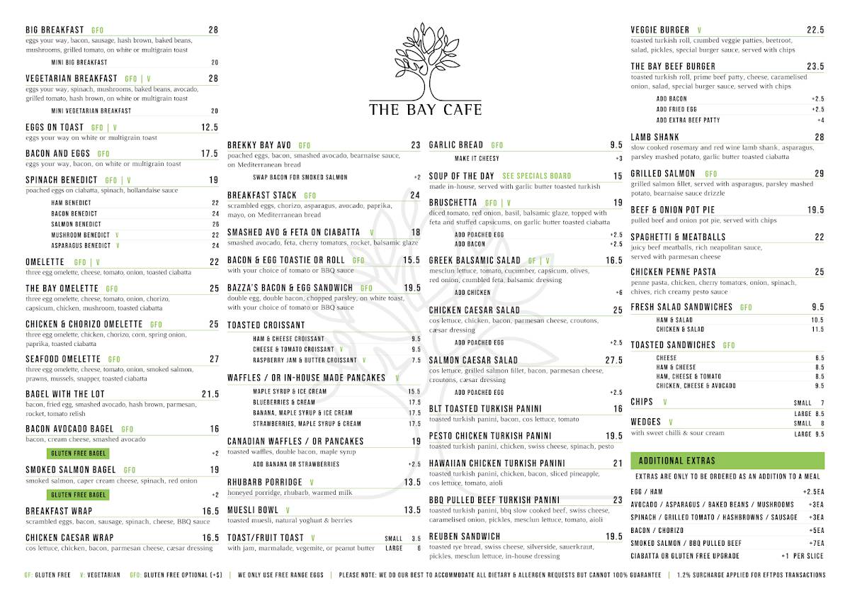 Menu at The Bay Cafe Mandurah, Mandurah