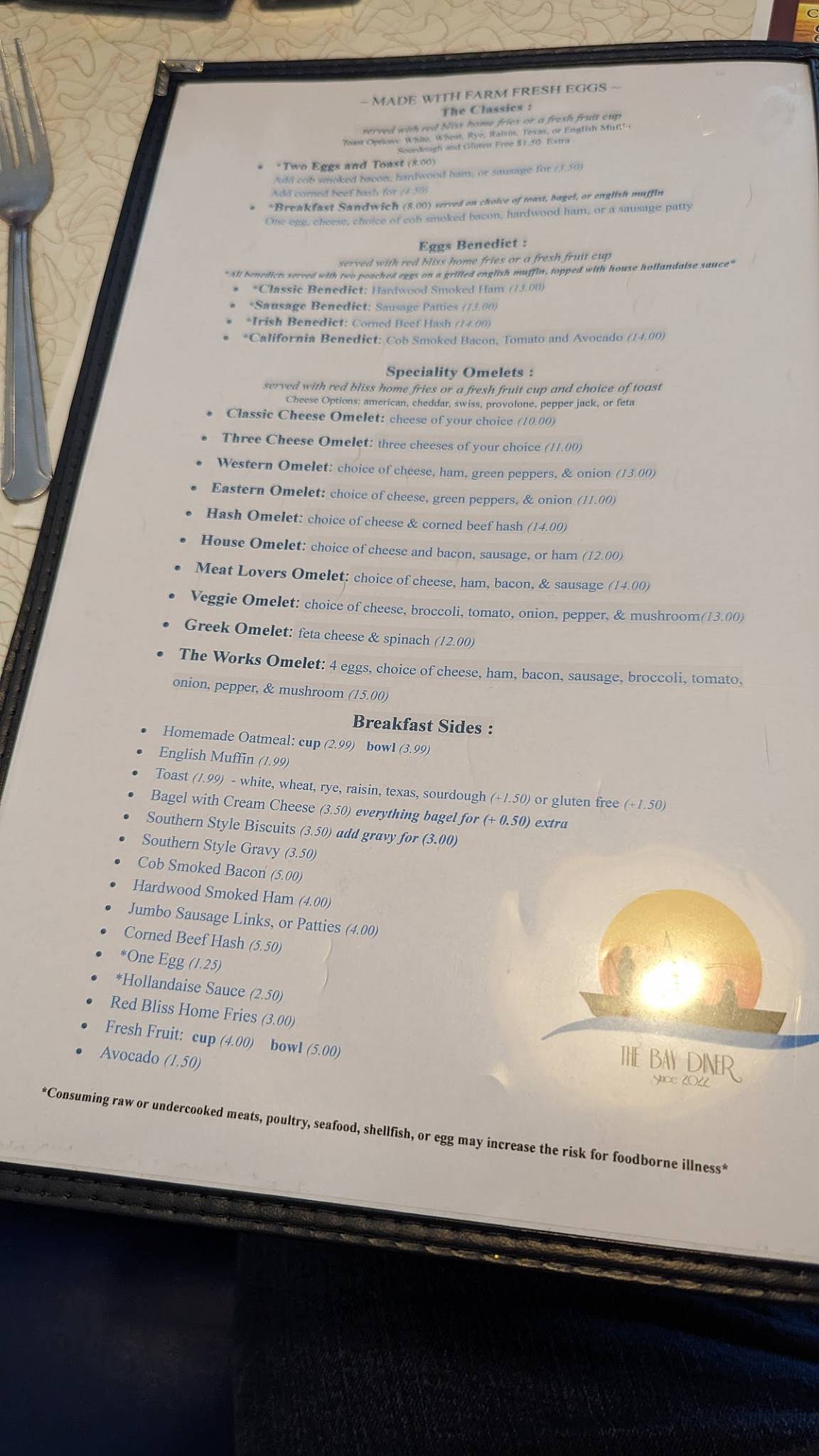 Menu at The Bay Diner, Wolfeboro
