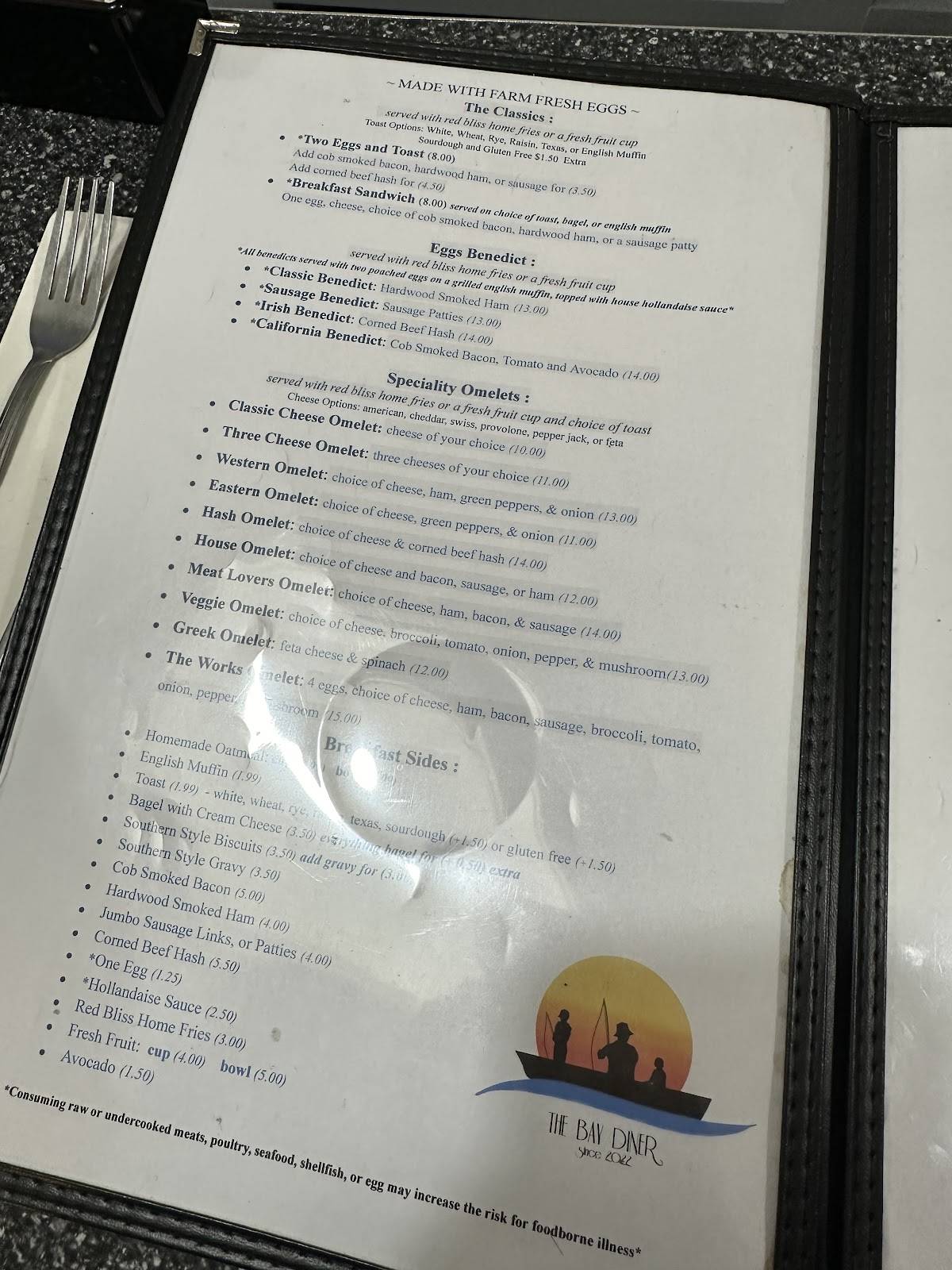 Menu at The Bay Diner restaurant, Wolfeboro