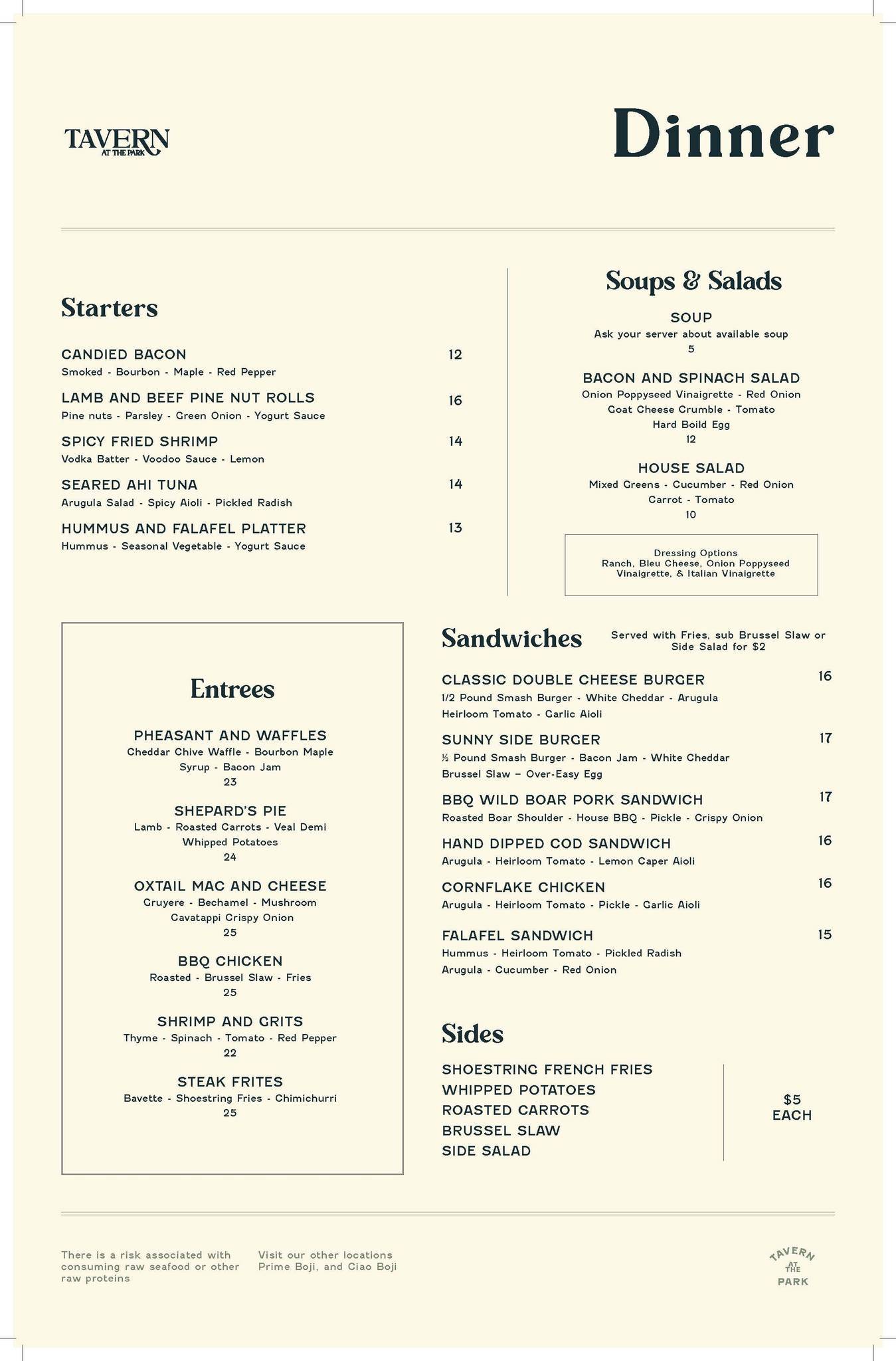 Menu at The Beach Club Lounge, Arnolds Park