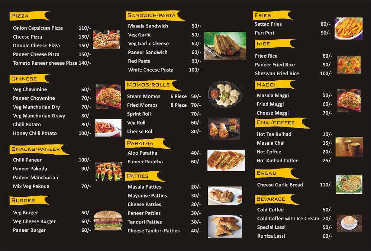 Menu at The Bharat Cafe, Kota